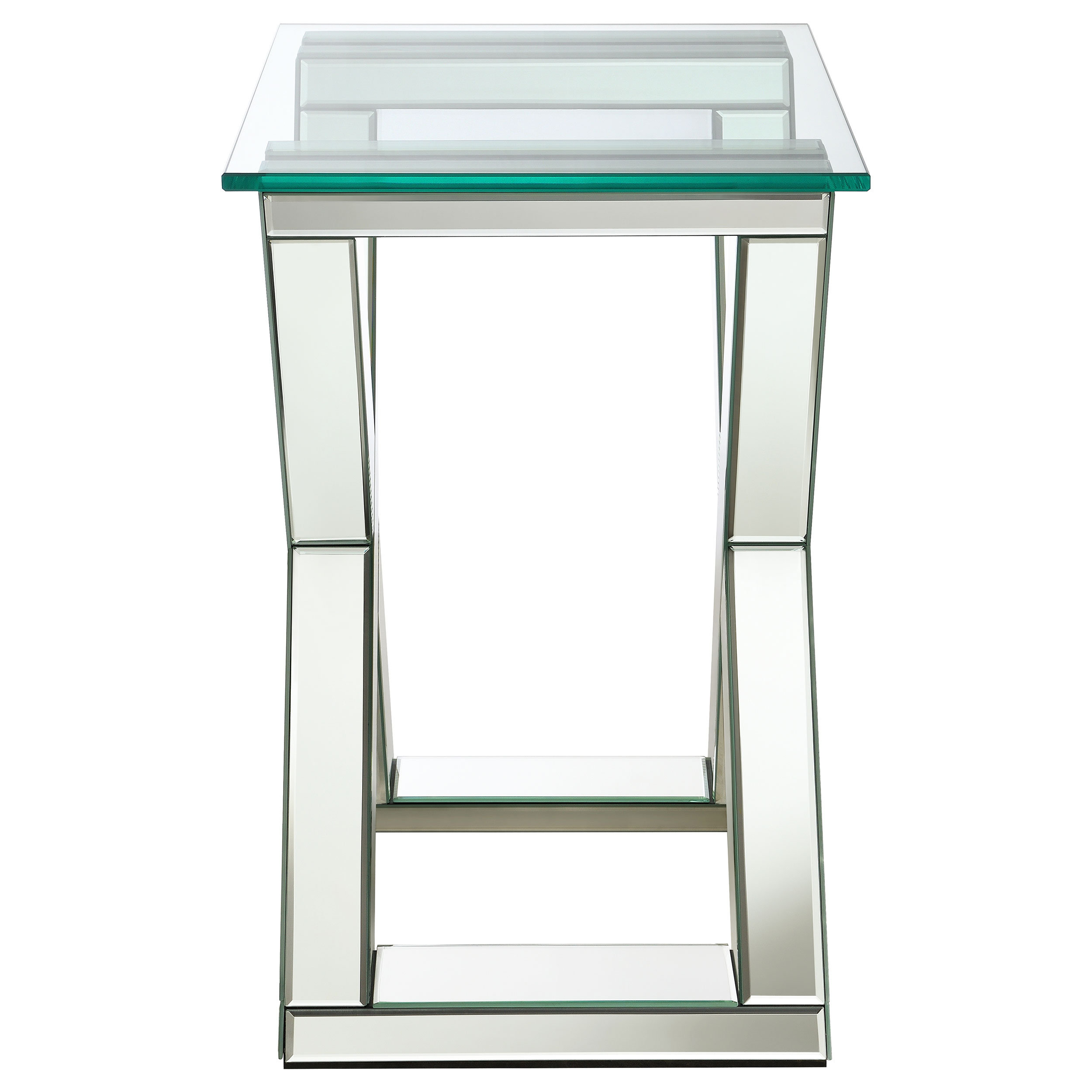 Everly Quinn Bonnie X-base Rectangle Glass Top End Table | Wayfair