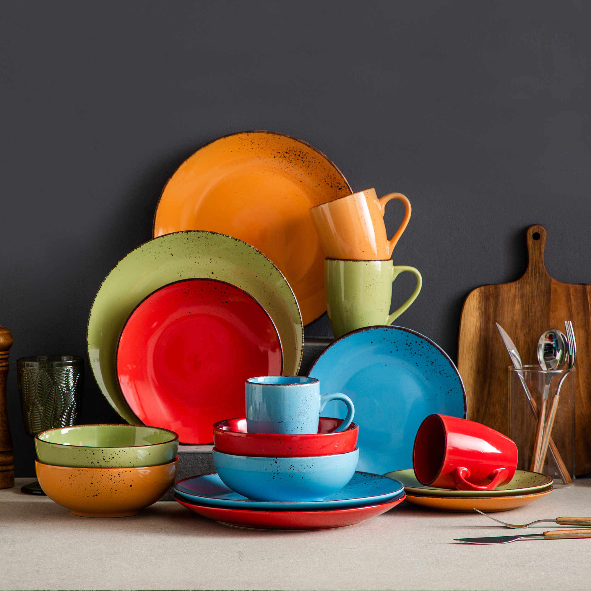 Union Rustic Aagman 16 Piece Dinnerware Set, Service for 4 & Reviews ...