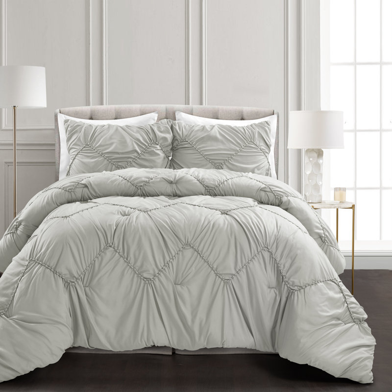 Lush Decor Light Gray Microfiber 3 Piece Comforter Set & Reviews | Wayfair