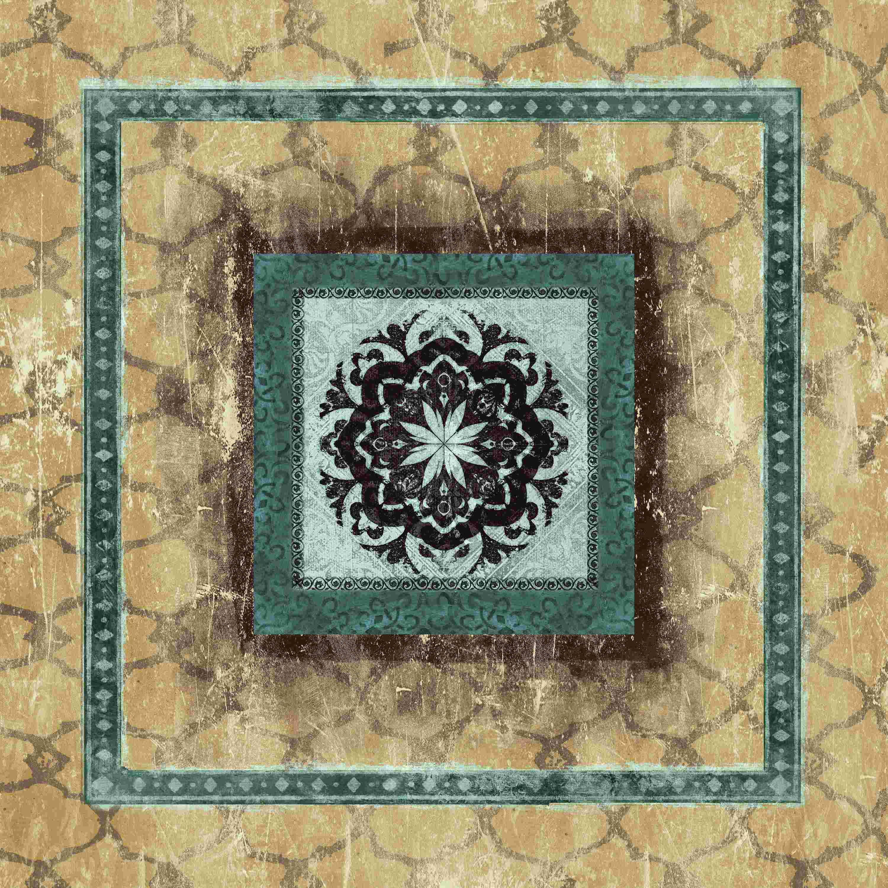 Charlton Home Bluish Tile And Tan Brown Distress Pattern by - on ...
