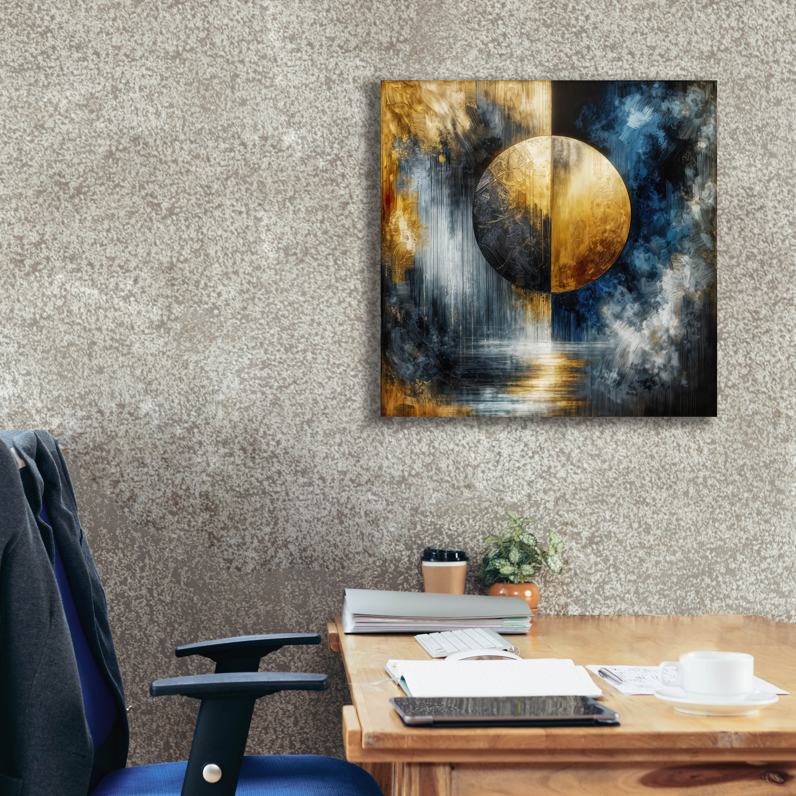 Epic Graffiti 'Golden Circle Abstract 10' by Rey Klimt Canvas Wall Art ...