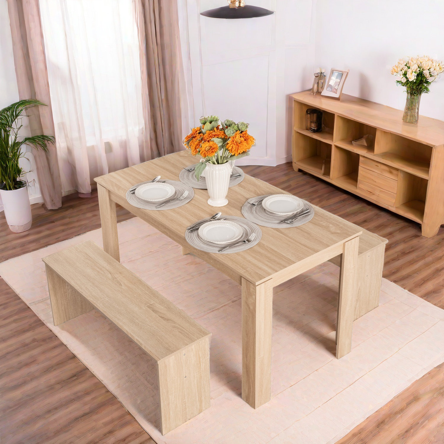 Union Rustic Ensemble de mobilier de salle à manger de style banc 3 ...