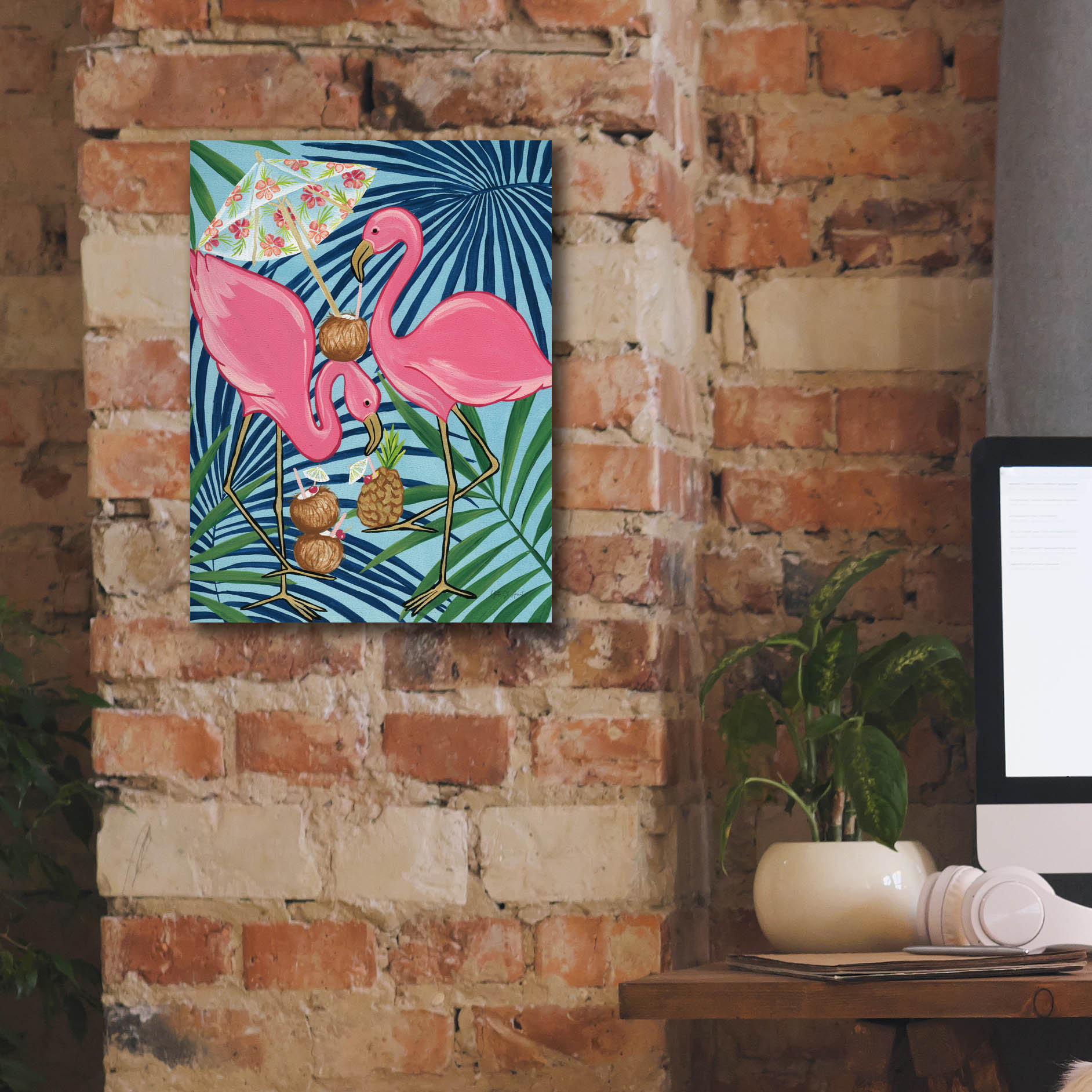 Epic Graffiti 'Flamingo Happy Hour 1' by Yvette St. Amant Canvas Wall ...