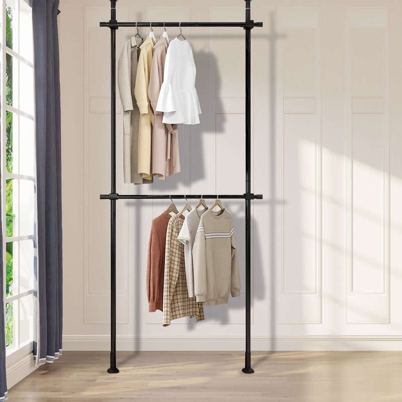Rebrilliant Amlcar 2-Tier Metal Adjustable Clothes Rack & Reviews | Wayfair