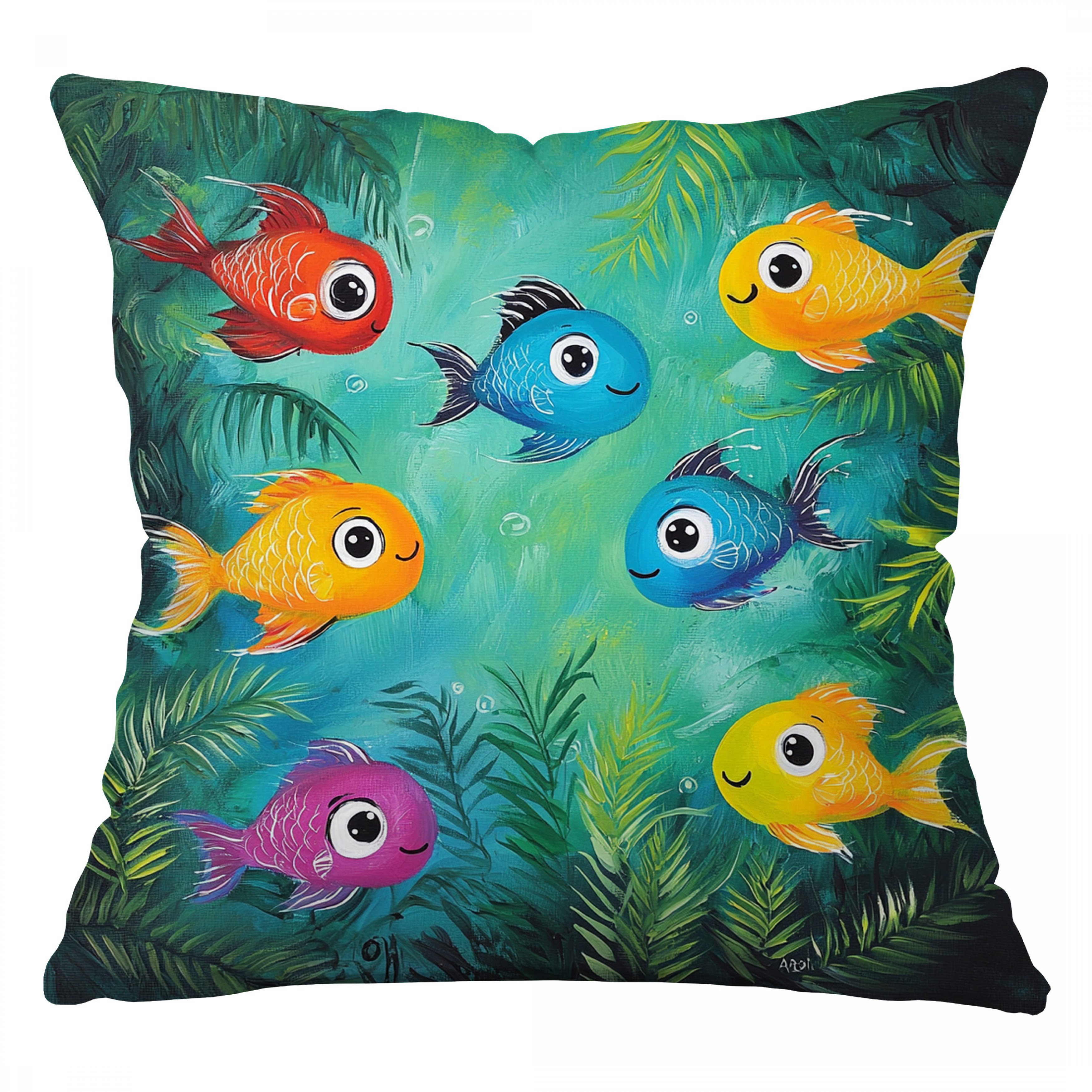 VisionDecor Fish Throw Pillow, Marine Cotton Twill Pillows | Wayfair