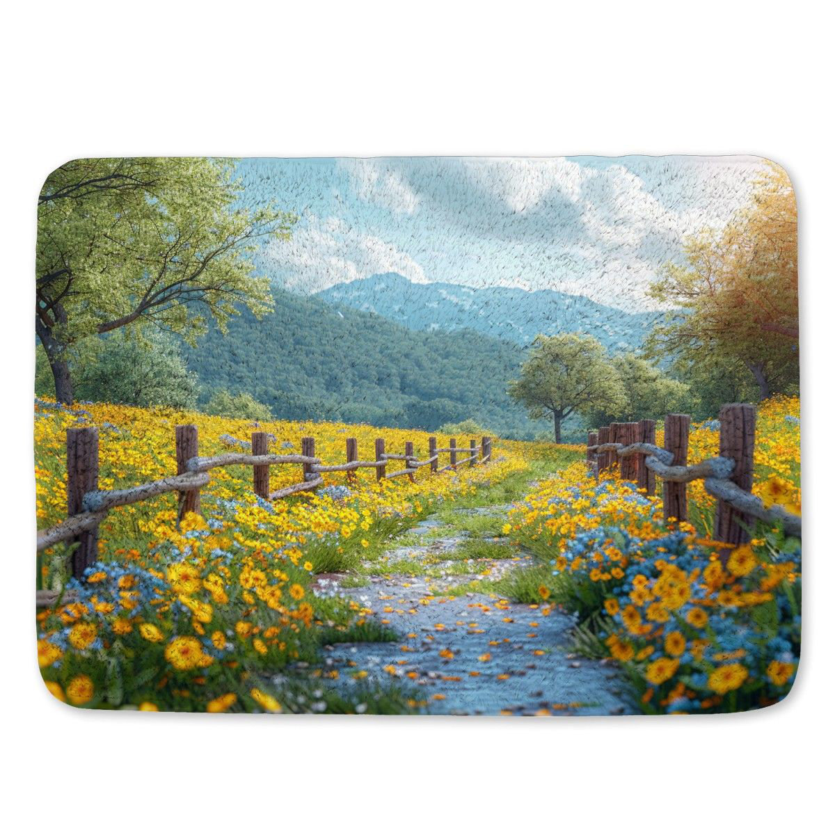 East Urban Home Rural Path Bath Mat Nature Bathroom Decor Floral Trail ...