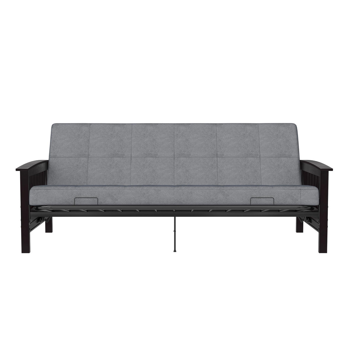 Lark Manor™ Arlethia Full Size Wood Arm and Black Metal Futon Frame ...