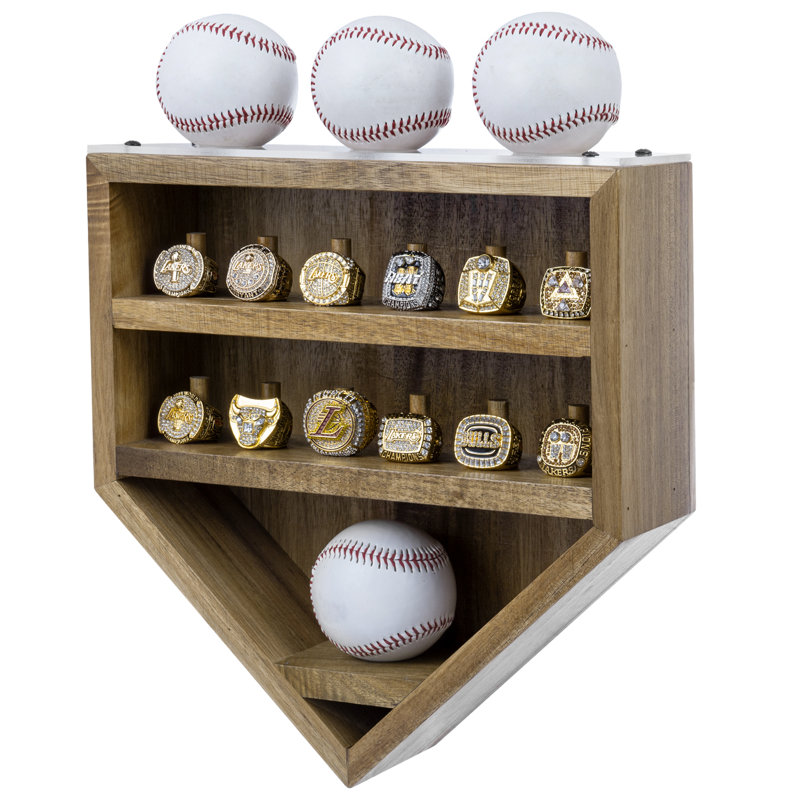 MyGift Acacia Baseball Championship Ring Display Case | Wayfair