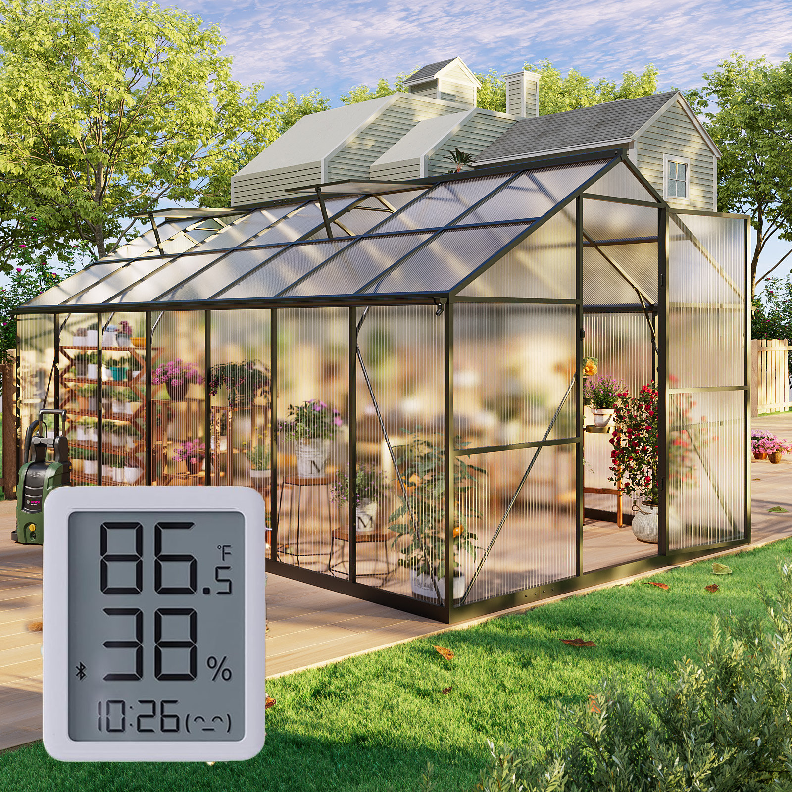 WUKHG Outdoor Greenhouse, Walk-in Greenhouse, Polycarbonate Green House ...