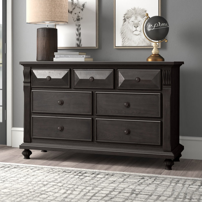 Viv + Rae Althoff 7 Drawer 56" W Solid Wood Double Dresser & Reviews ...