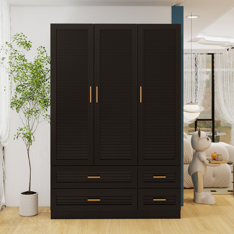 Lark Manor™ 3-Door Armoire Wardrobe Closet With 4 Drawers, Solid ...