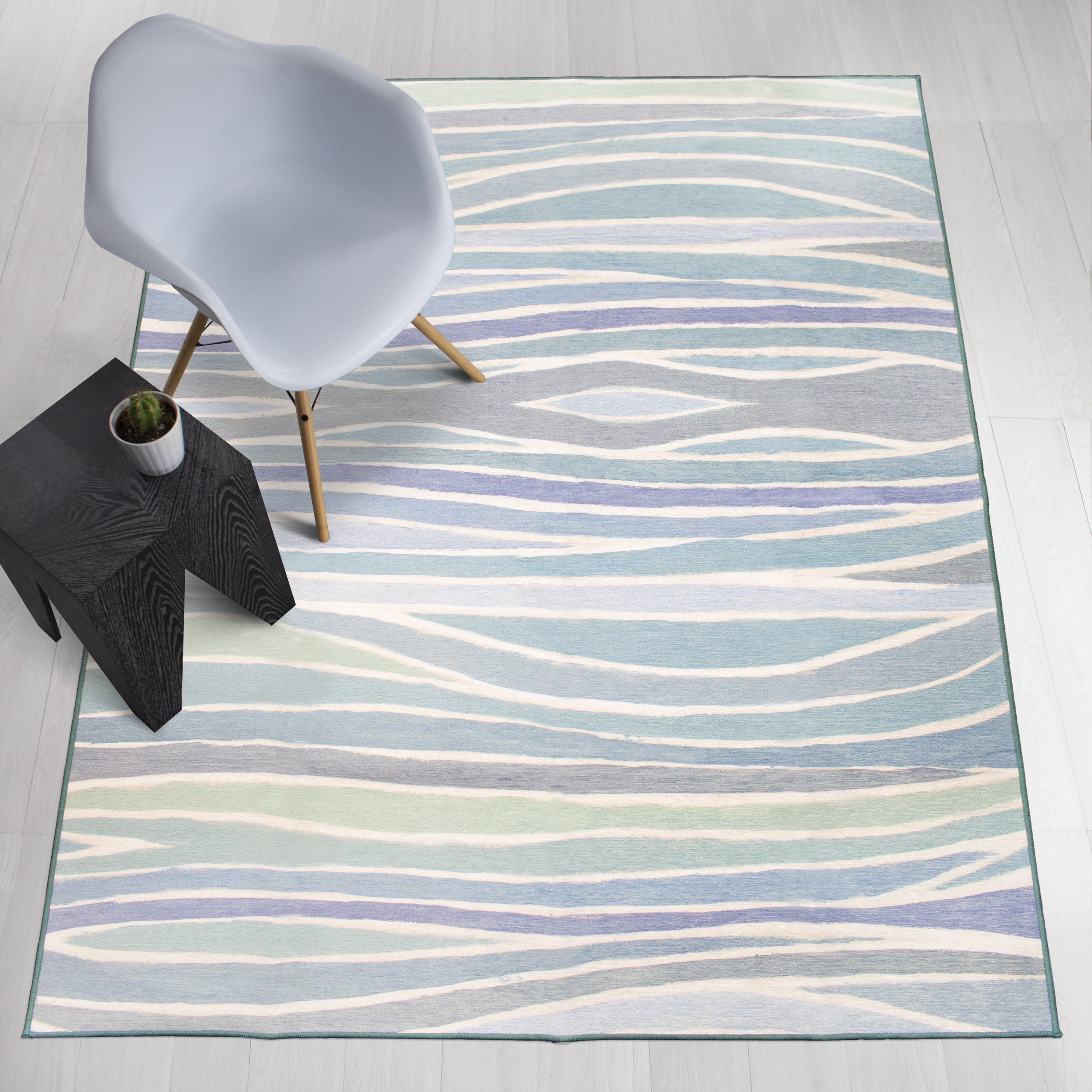 My Magic Carpet Waves Ocean Blue Flatweave Blue Area Rug & Reviews ...