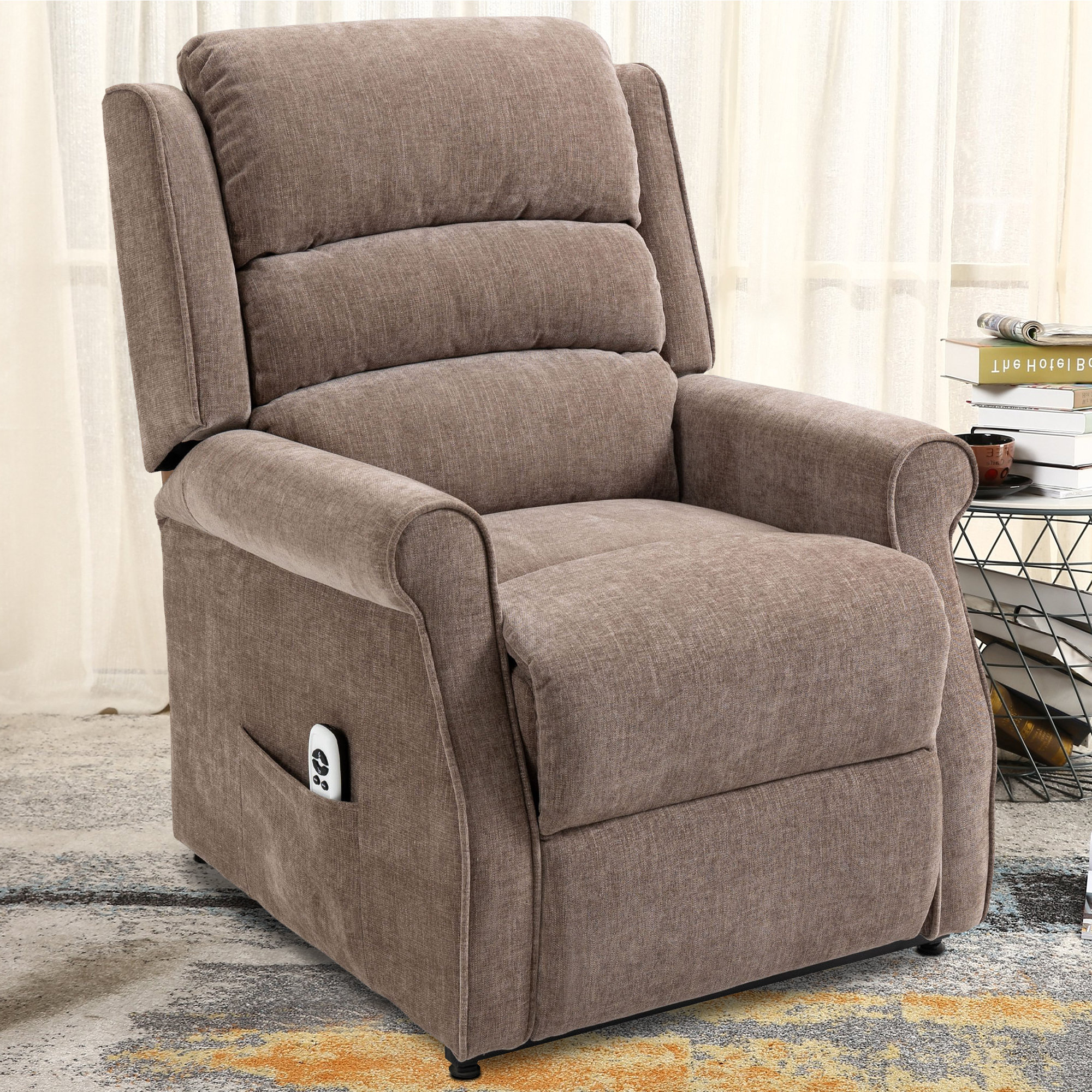 Red Barrel Studio 35" Wide Chenille Power Lift Assist Standard Recliner ...