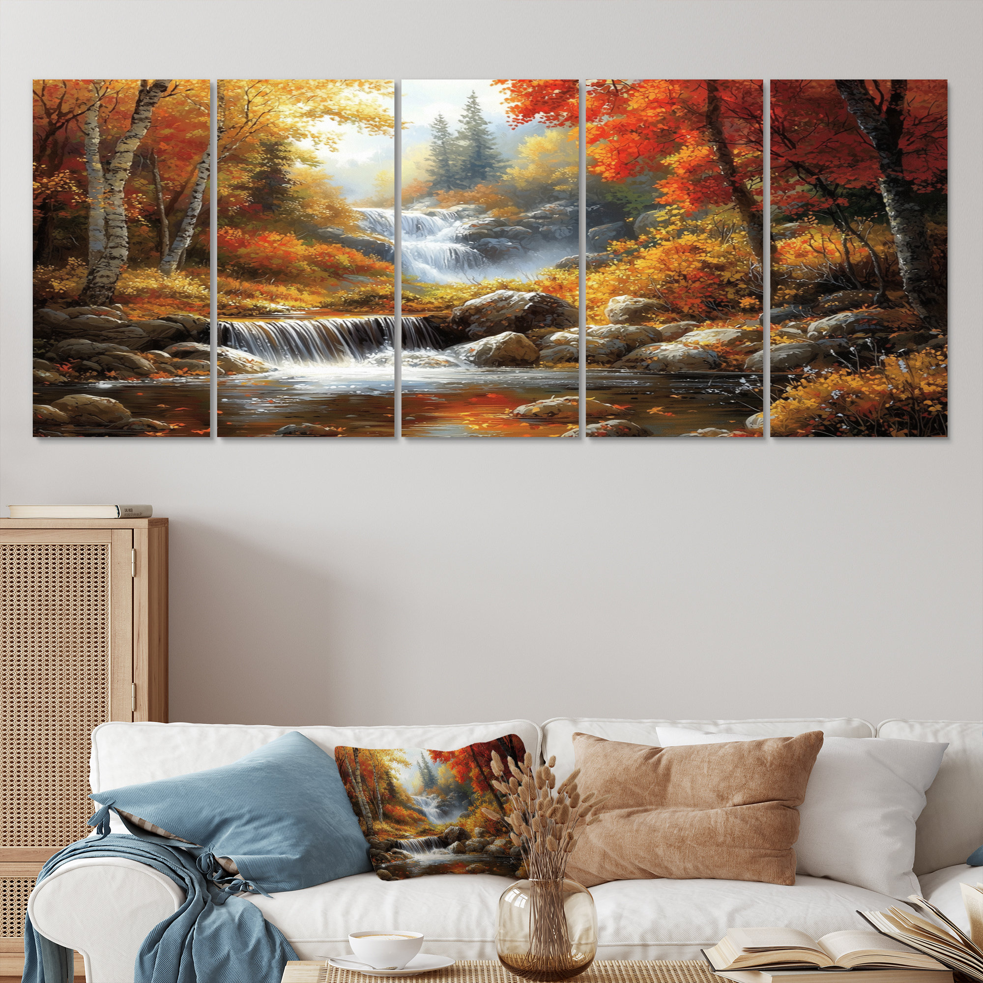 Millwood Pines Orange Autumn Mountain Waterfall Long View II ...