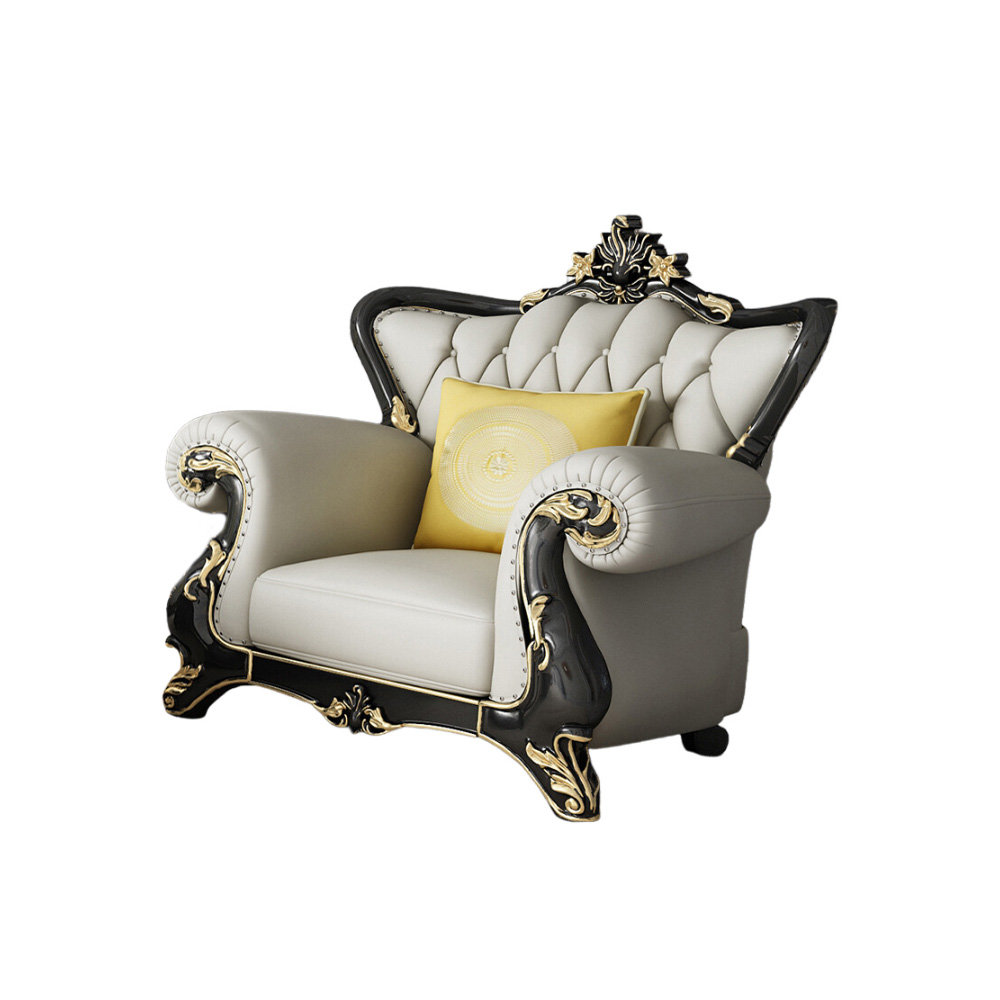 Romero European Solid Wood Light Luxury Leather Chair 49.2 Wide | Wayfair