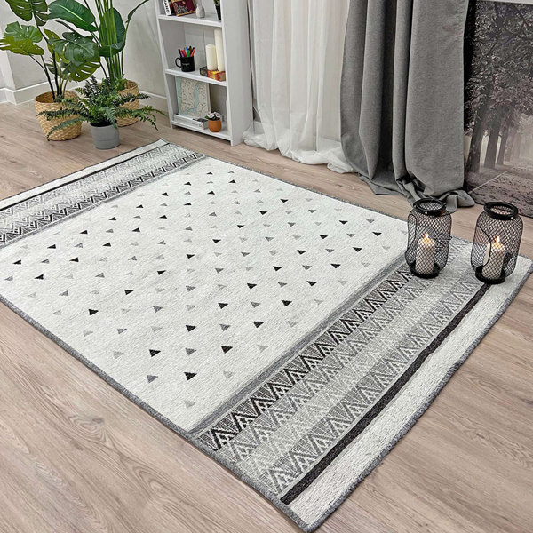 Foundry Select Alfa Rich Sheene Geometric Washable Cotton Area Rugs for ...