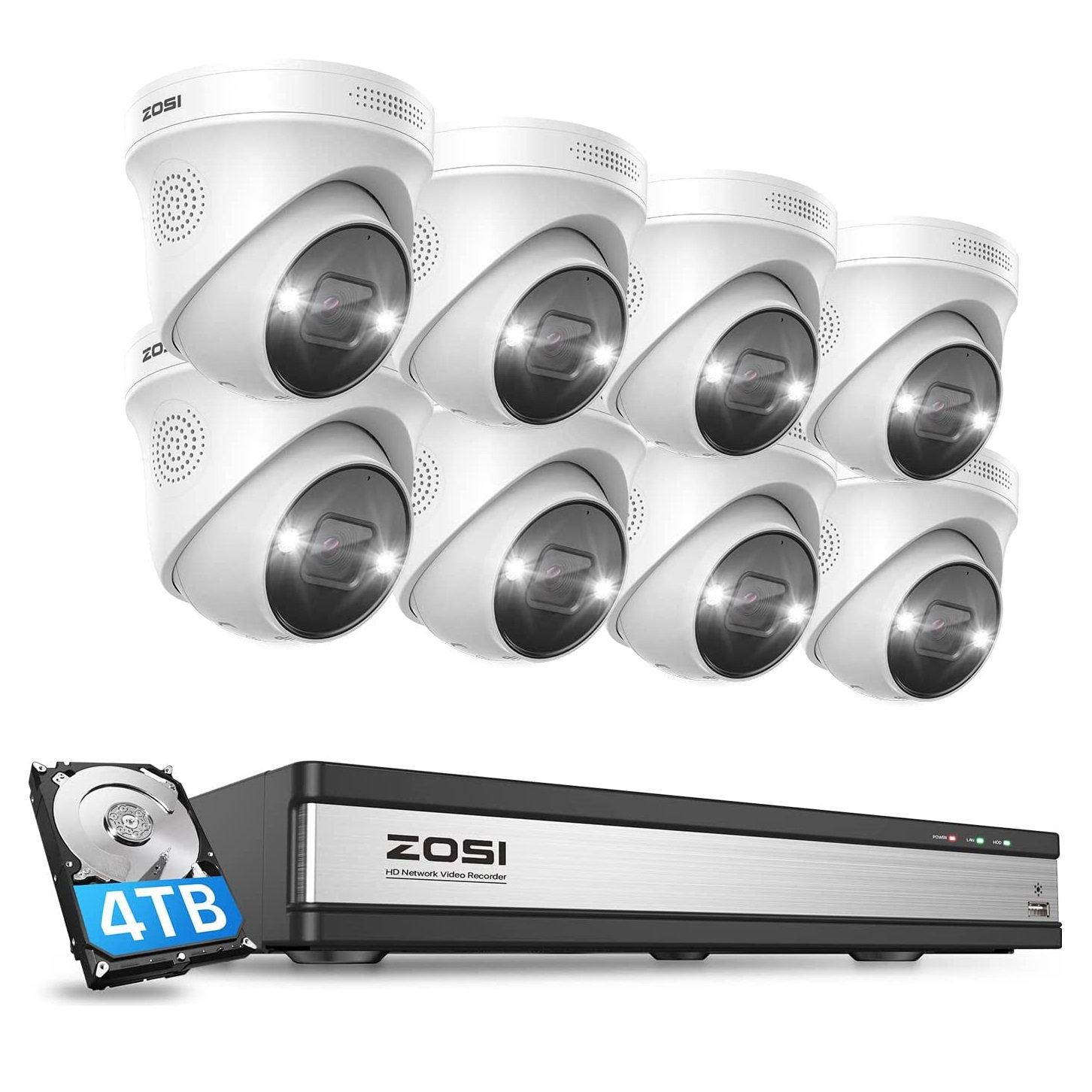 ZOSI 16CH 4K POE NVR security camera system with 4TB HDD, 8MP Outdoor ...