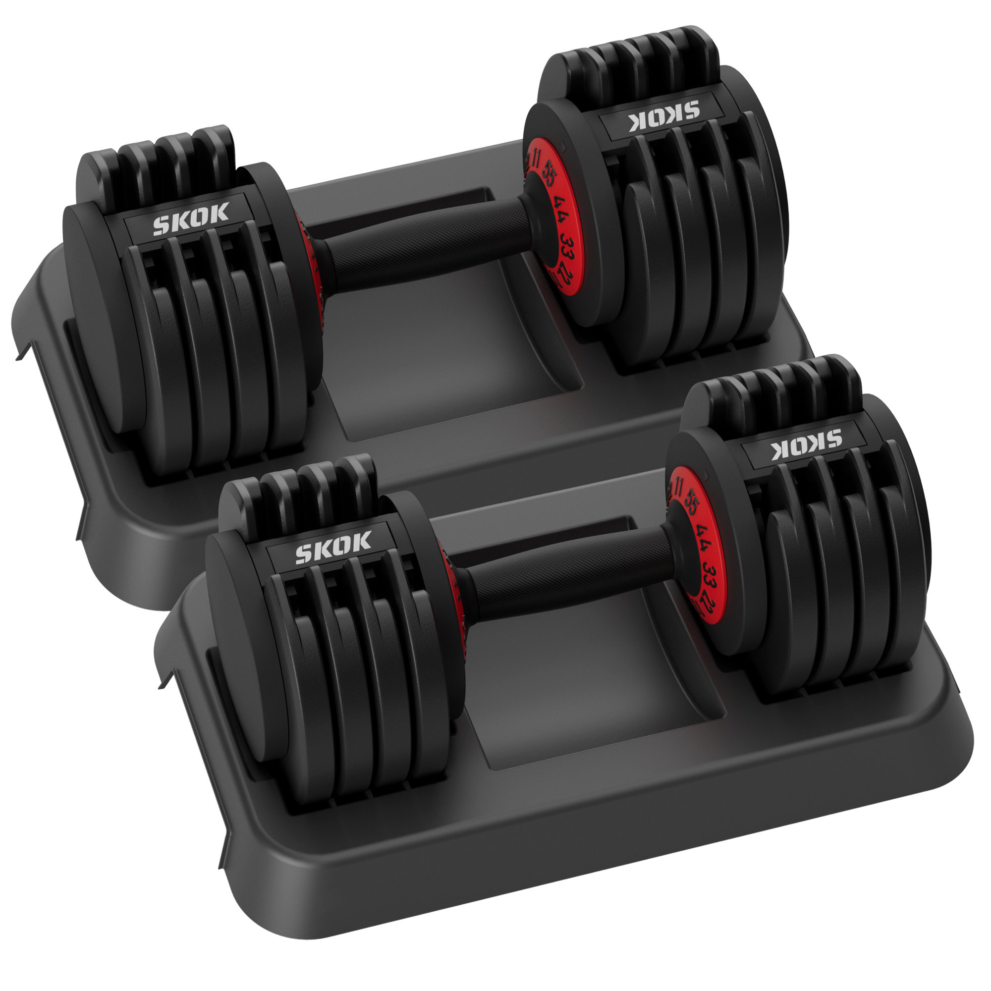 SKOK 55 lbs Adjustable Dumbbells Weight Set, Pair, Black | Wayfair