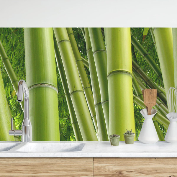 Bay Isle Home Pollux Bamboo Trees No.1 50 x 250cm PVC Tile in Green ...
