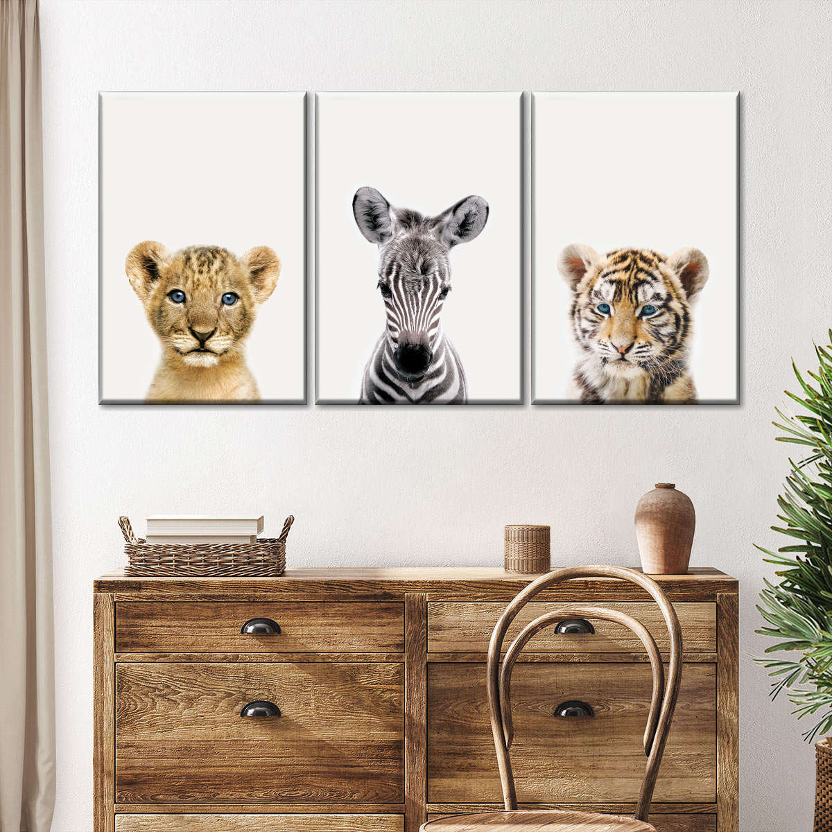 Zoomie Kids Kids Animals Young Safari Animals Multi Piece Canvas Print ...