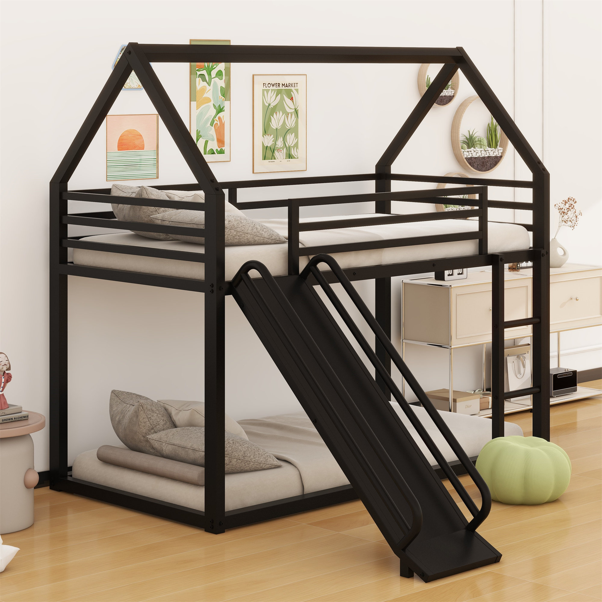 Harper Orchard Aeshia Kids Twin Over Twin Bunk Bed | Wayfair