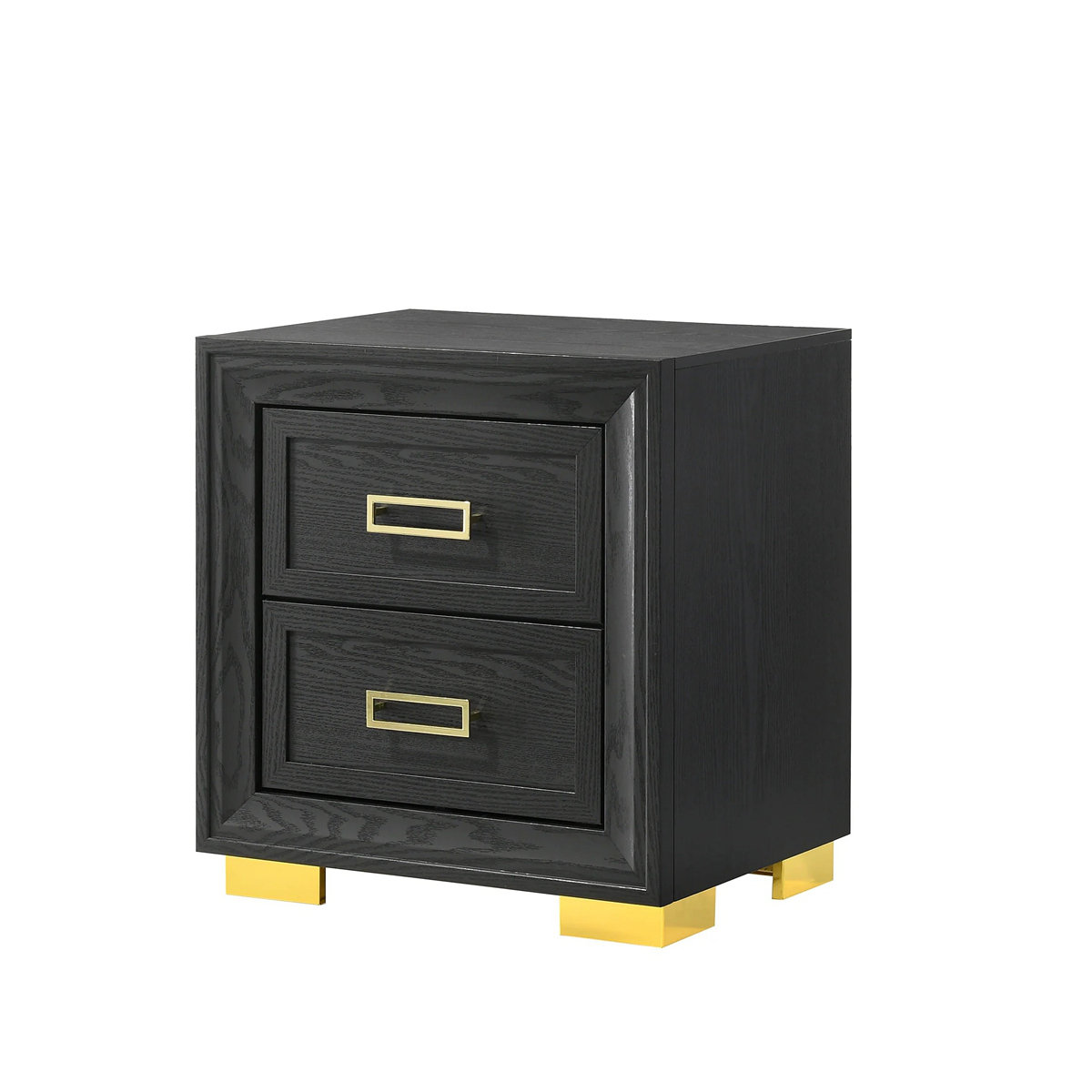 Everly Quinn 1Pc Modern Glam Style 2-Drawer Nightstand Hardware Bedroom ...