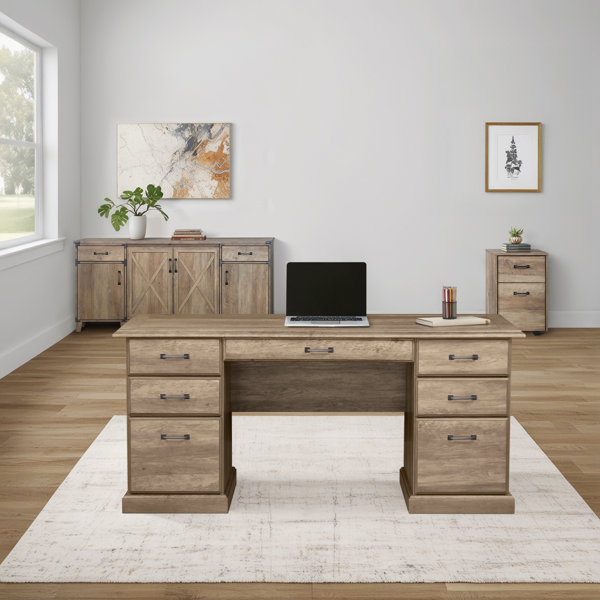 Laurel Foundry Modern Farmhouse 3 Piece 65-inch Executive Desk Office ...