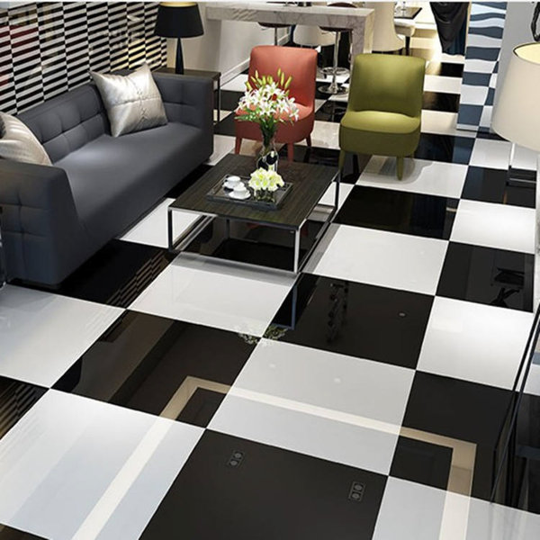 Qube Tiles 12" x 12" Polished Checkered Pattern Floor and Wall Tiles ...