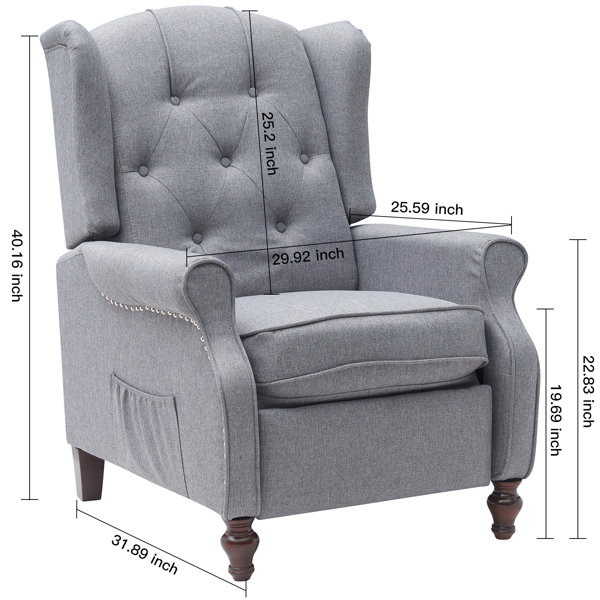 Red Barrel Studio® Recliner Wingback Chair Tufted Arm Chair Recliner ...