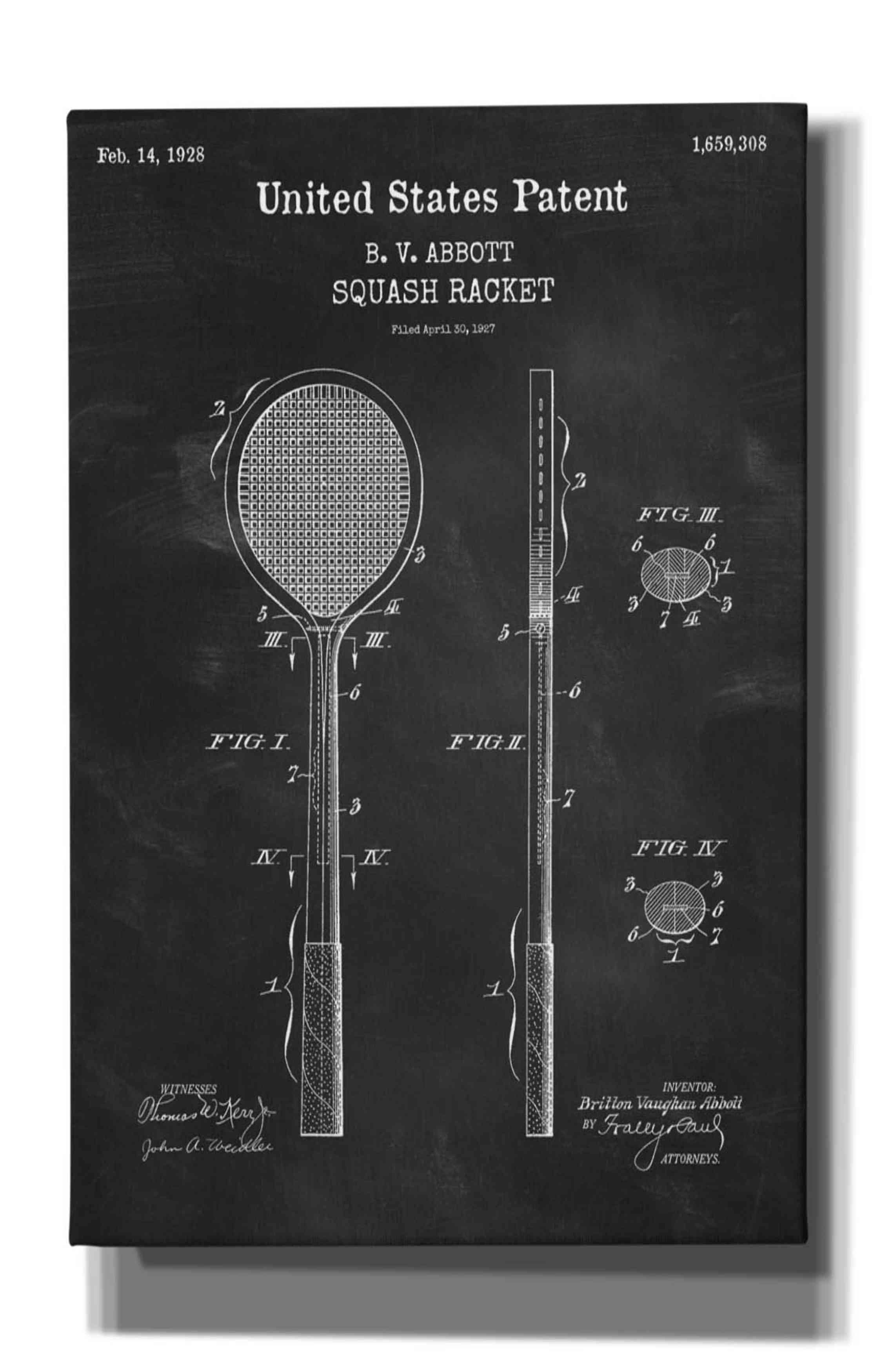 Williston Forge Squash Racket Blueprint Patent Chalkboard - Wrapped ...