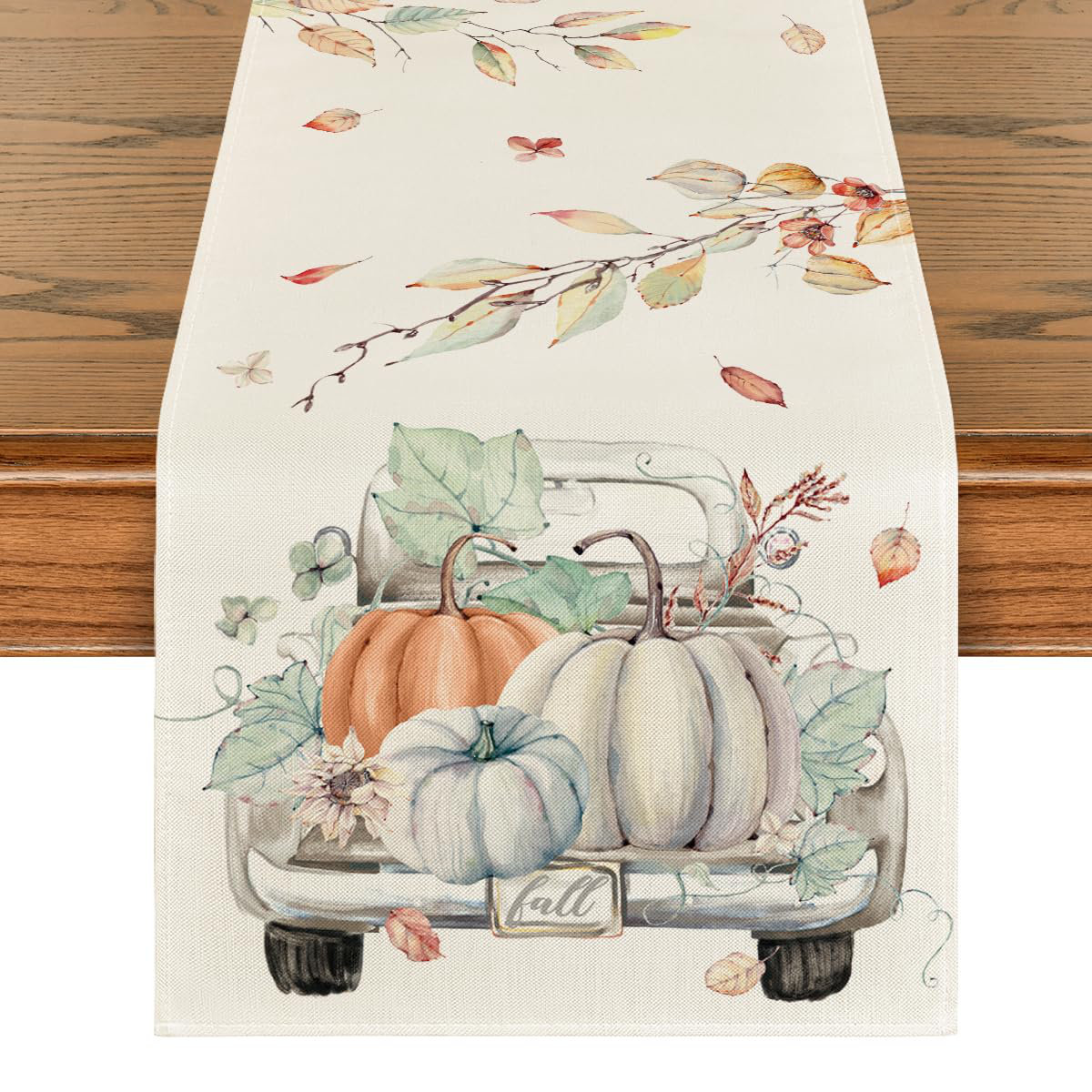 August Grove® Pumpkins Truck Leaves Fall Table Runner 13 X 72 Inch ...