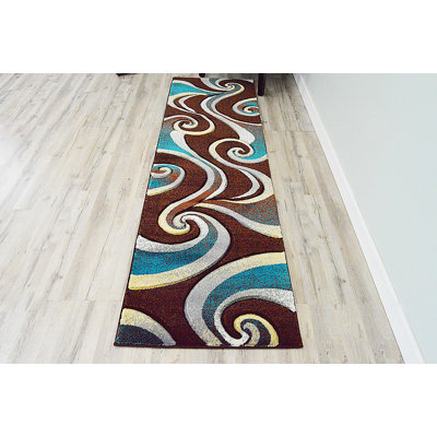 Ivy Bronx Mccampbell Abstract Brown/Turquoise Area Rug & Reviews | Wayfair