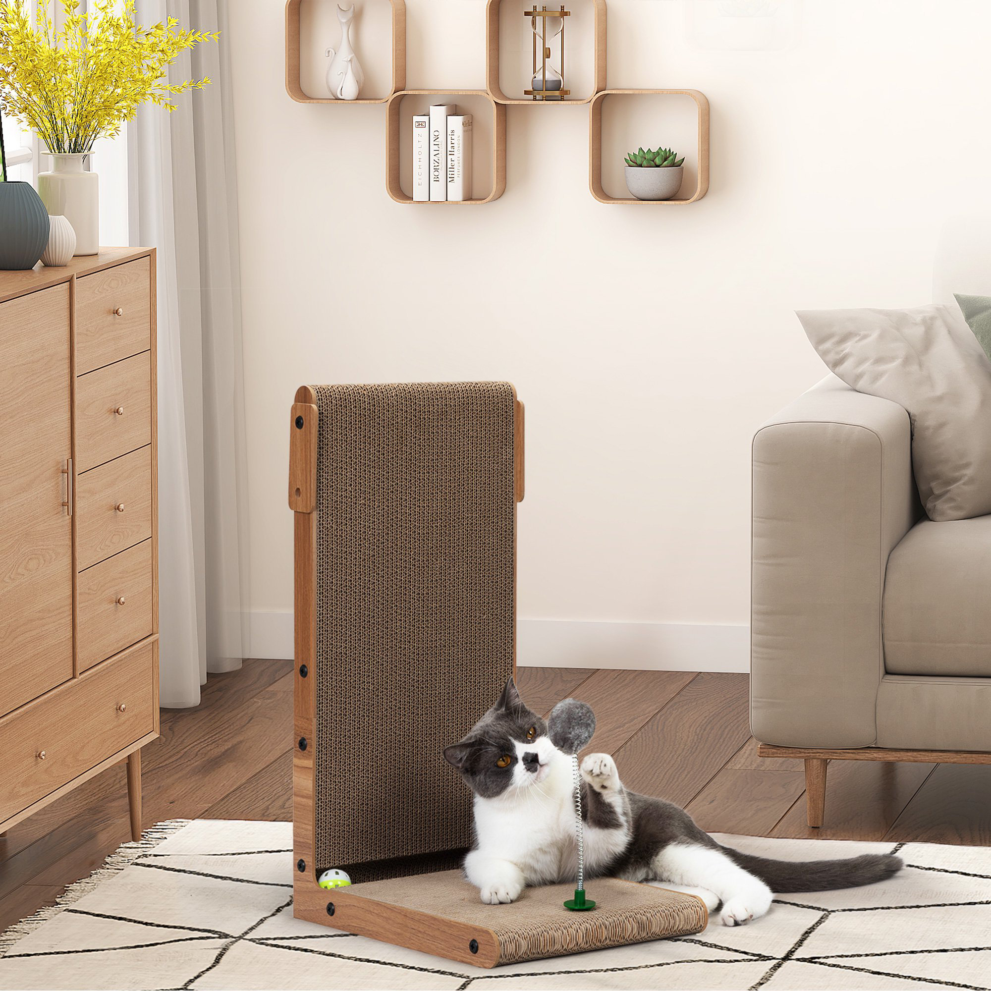 Tucker Murphy Pet™ Chariyah L-shaped Cat Scratching Post with Spring ...