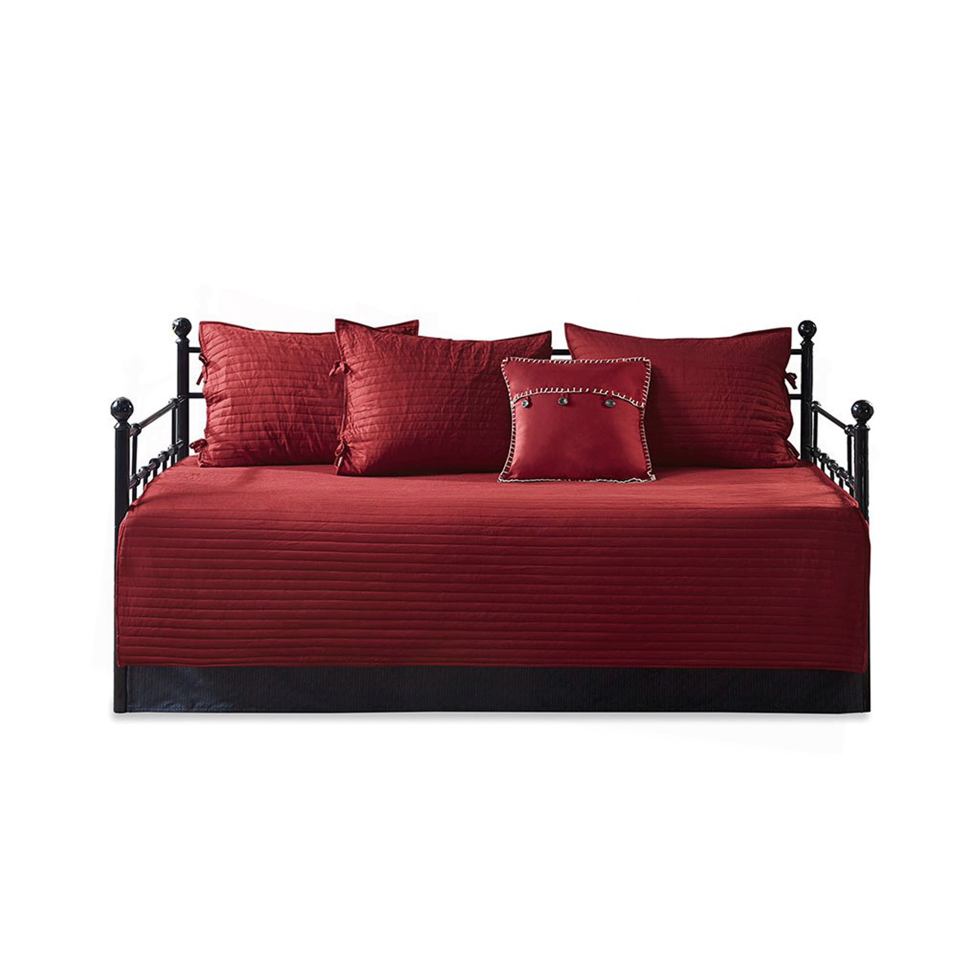 Alxfarton 6 Piece Reversible Plaid Daybed Cover Set Red Daybed | Wayfair