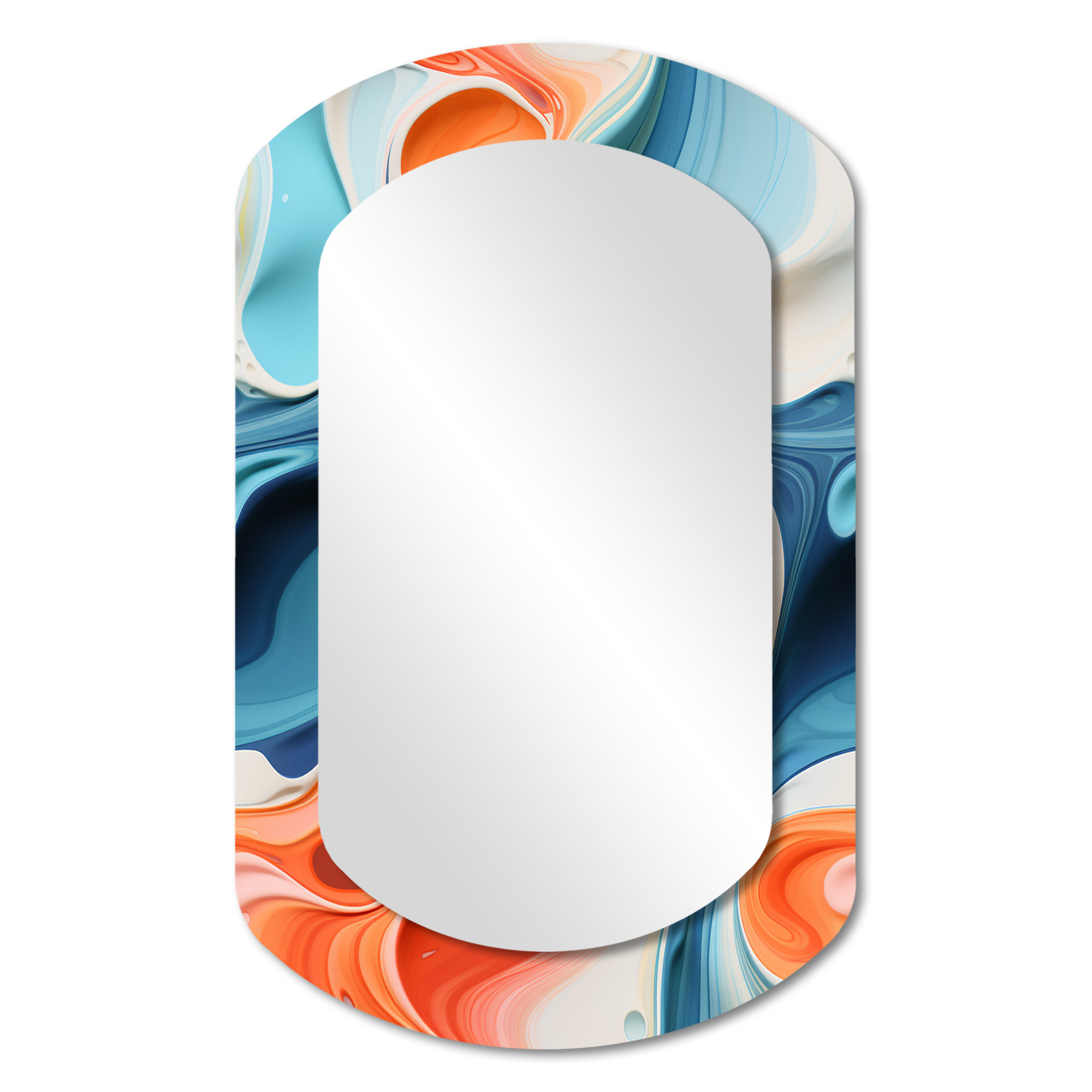 Ivy Bronx Blue And Orange Liquid Ink River V - Abstract Liquid Ink ...