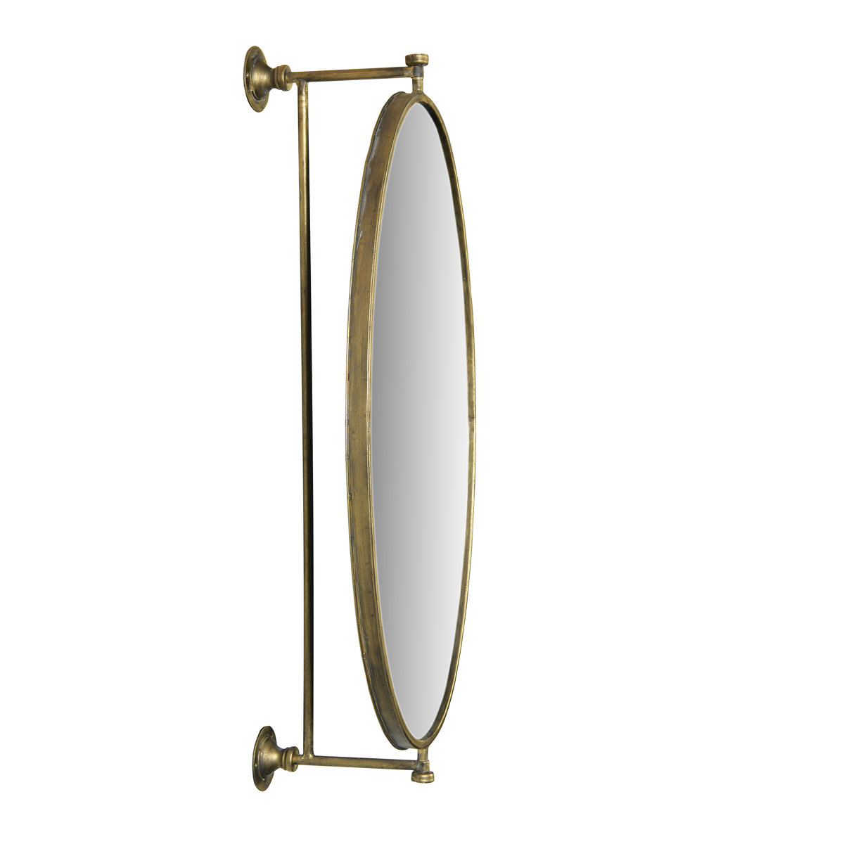 Mercer41 Seay Distressed Oval Metal Framed Pivoting Wall Mirror ...