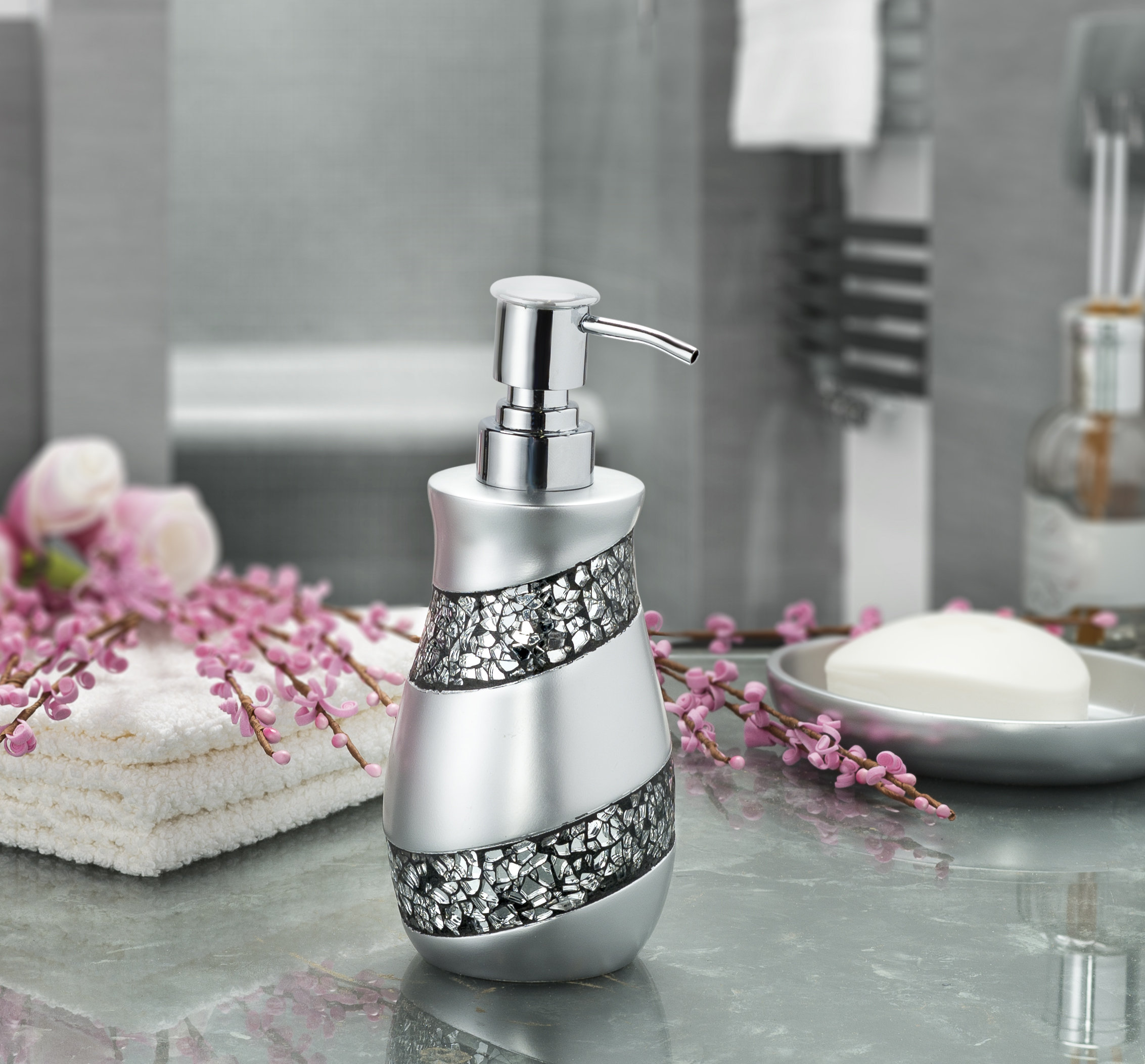 Dwellza Silver Mosaic Hand Soap Dispenser & Reviews - Wayfair Canada