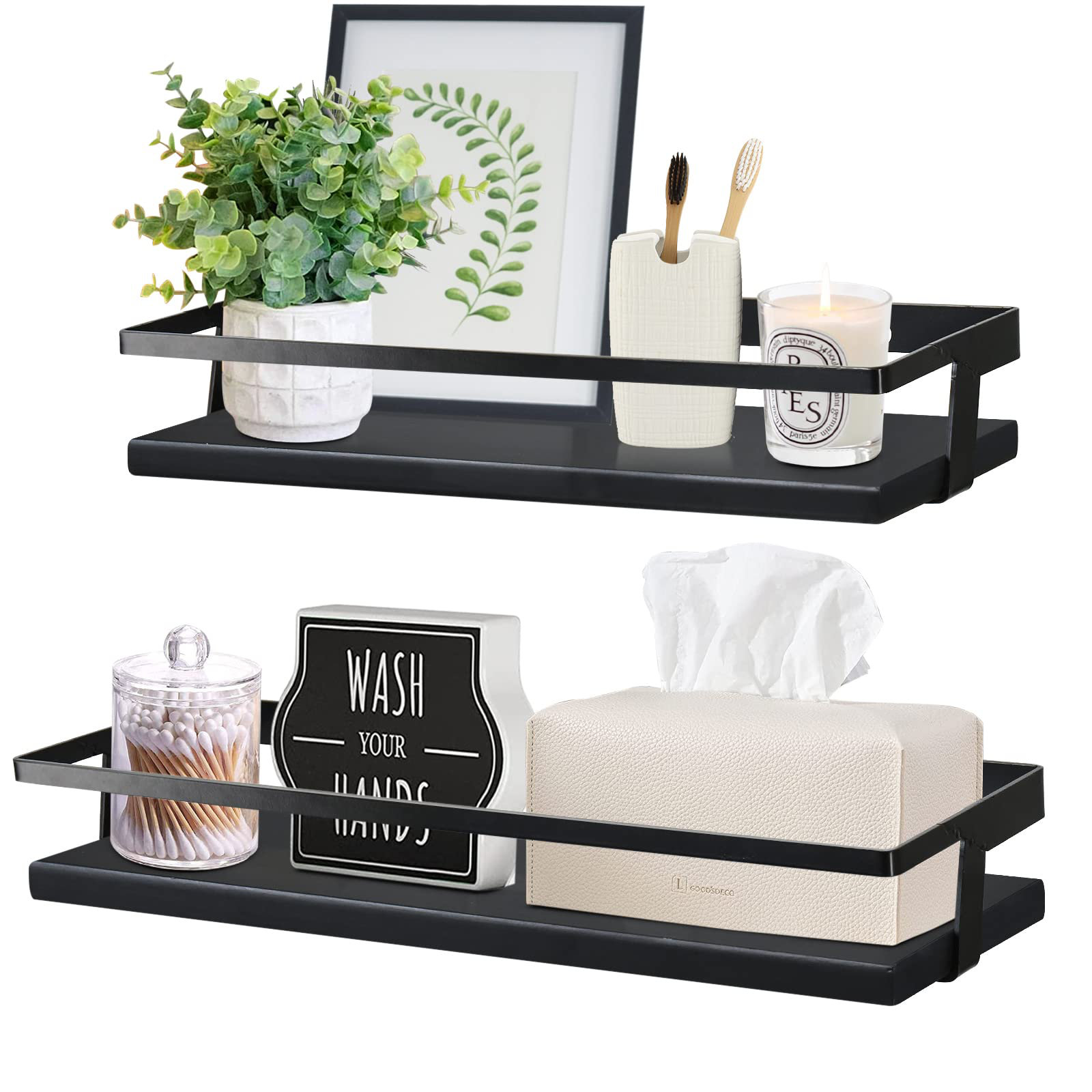 17 Stories Black Floating Shelves Bathroom Wall Organizer, Bathroom ...