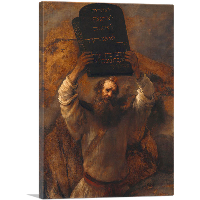 ARTCANVAS Moses With The Ten Commandments 1659 On Canvas by Rembrandt ...