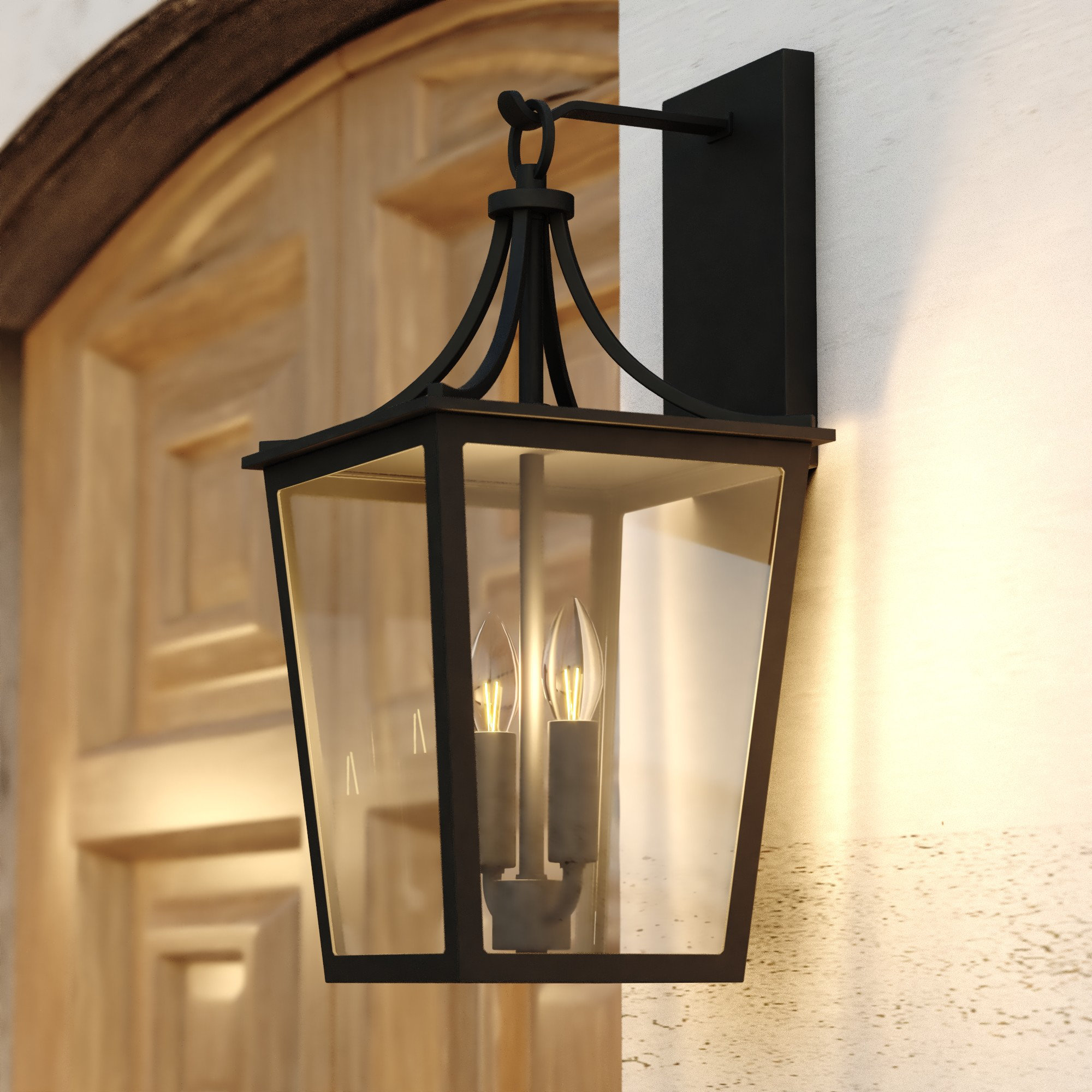 Winston Porter Wayna Matte Black Transitional Outdoor Wall Light ...