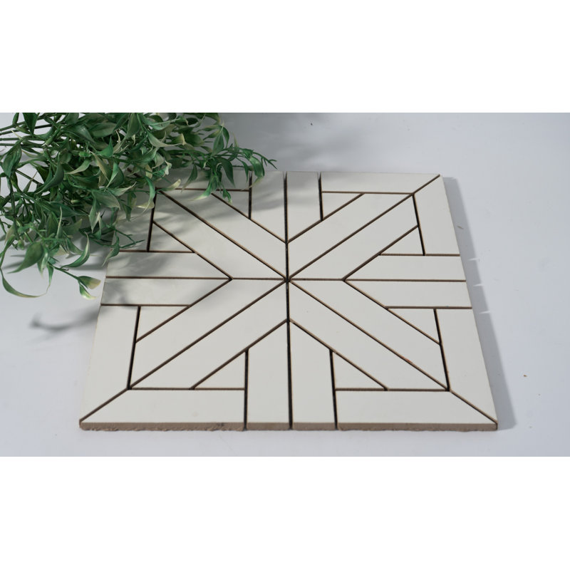 Maricera Parque 12"X12" Porcelain Snow White Wall & Floor Mosaic Tile ...