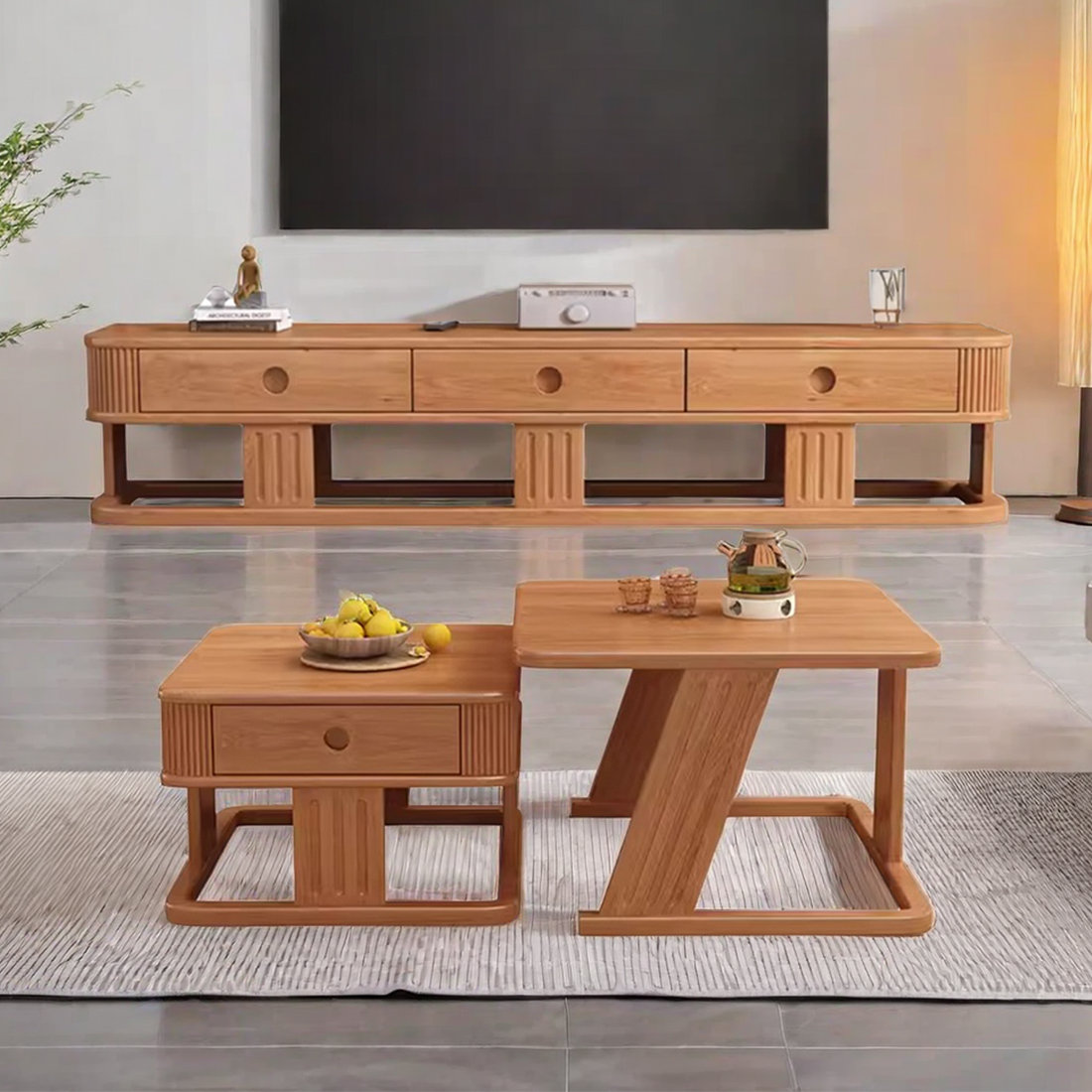 EXCEEB 3 - Piece Solid Wood Living Room Table Set | Wayfair