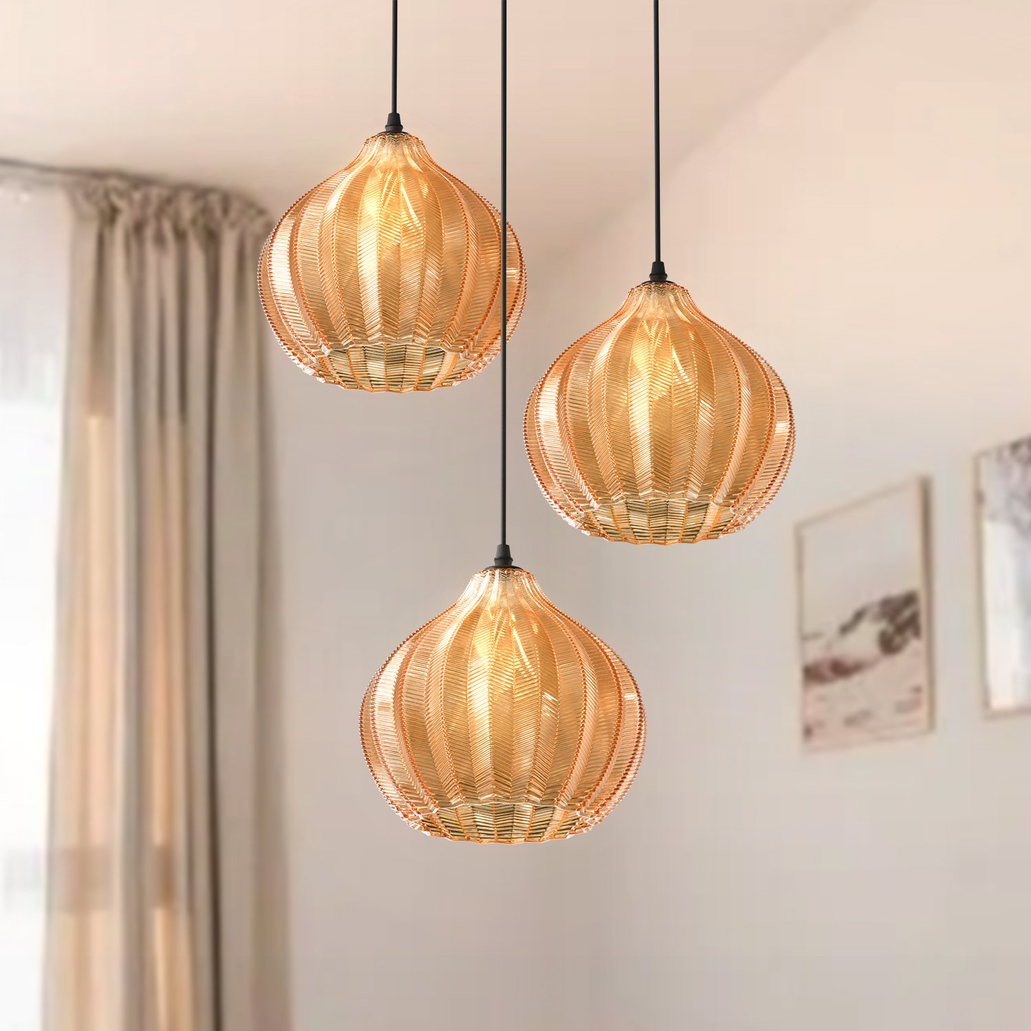 Mercer41 Trosclair 3 - Light Dimmable Brown Cluster Pendant & Reviews ...