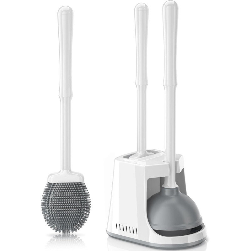 JASODI Toilet Plunger and Brush, Silicone Brush and Heavy Duty Toilet ...