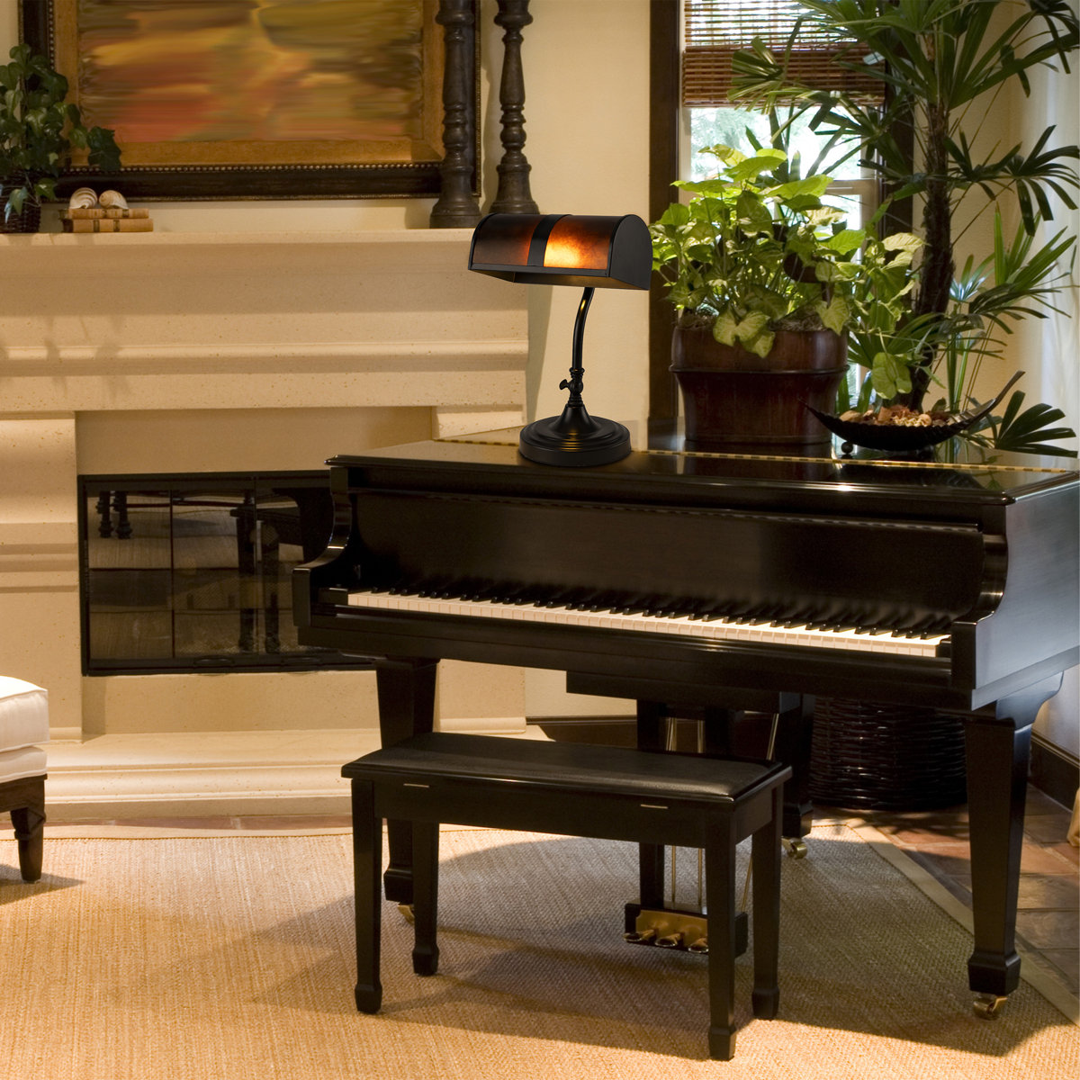 Charlton Home® Laux 14" Banker's Lamp - Mission-Style LED Table or Desk ...