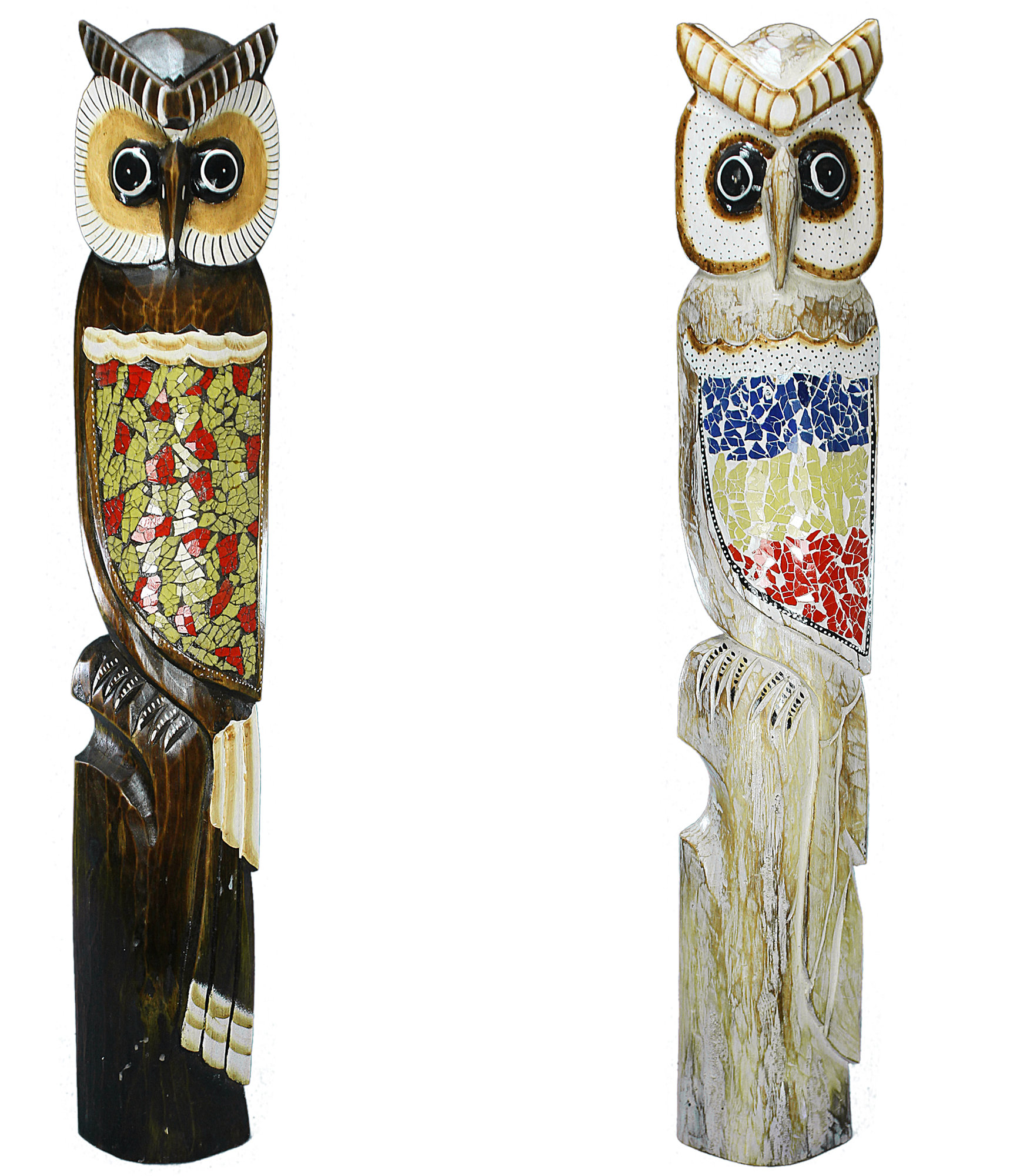 World Menagerie 2 Piece Owlswick Wooden Statue Set | Wayfair