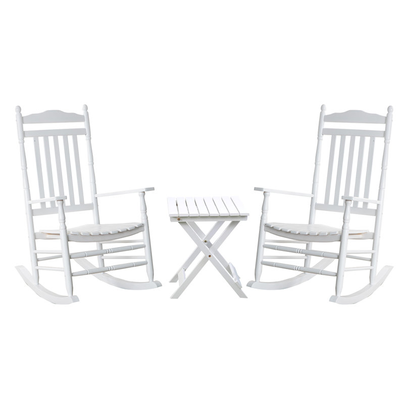 August Grove® Atie 3 Piece Outdoor Patio Rocking Chair with Small ...