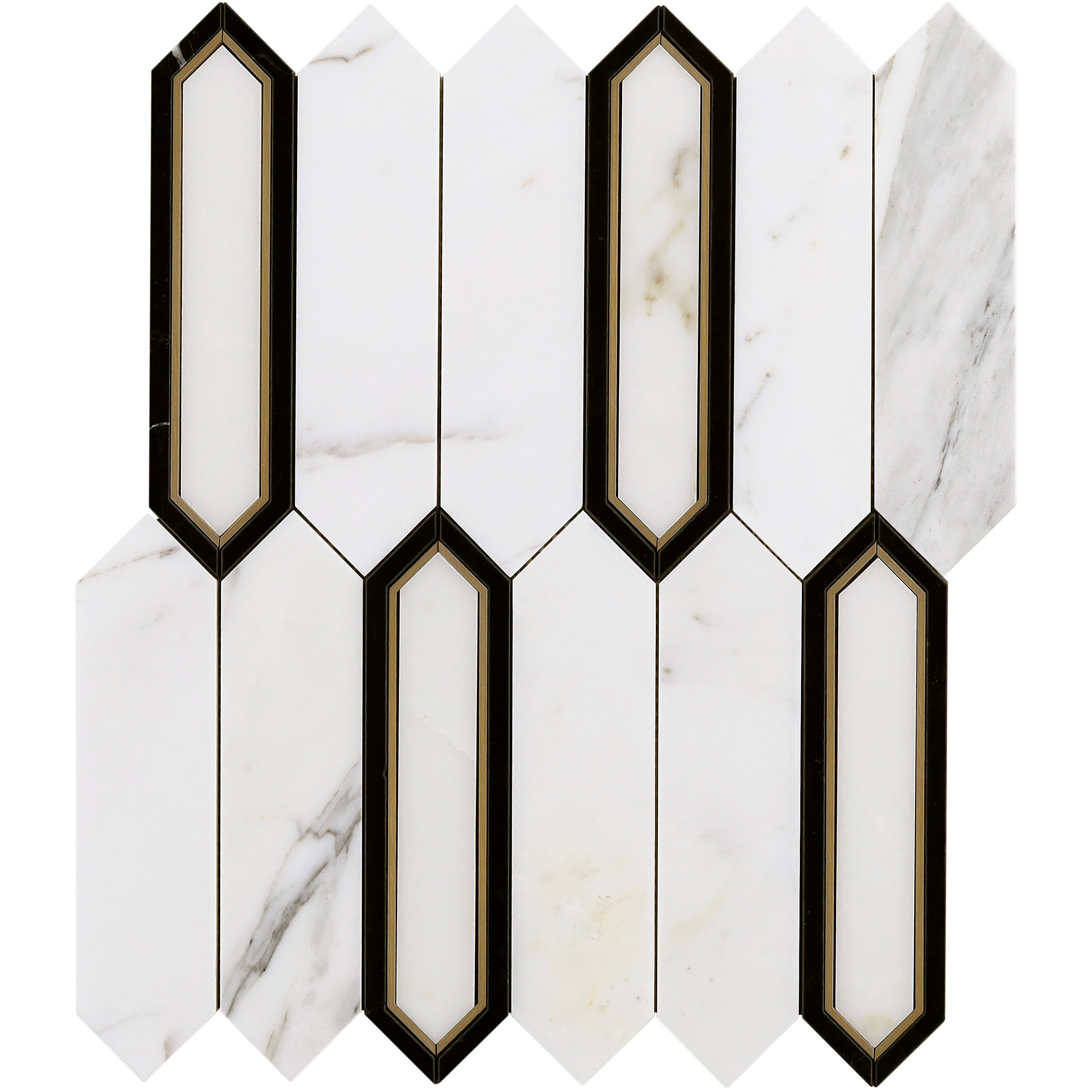 Bond Tile Zip 11.65'' W x 13.62'' L Marble and Brass Mosaic Tile (1.1 ...
