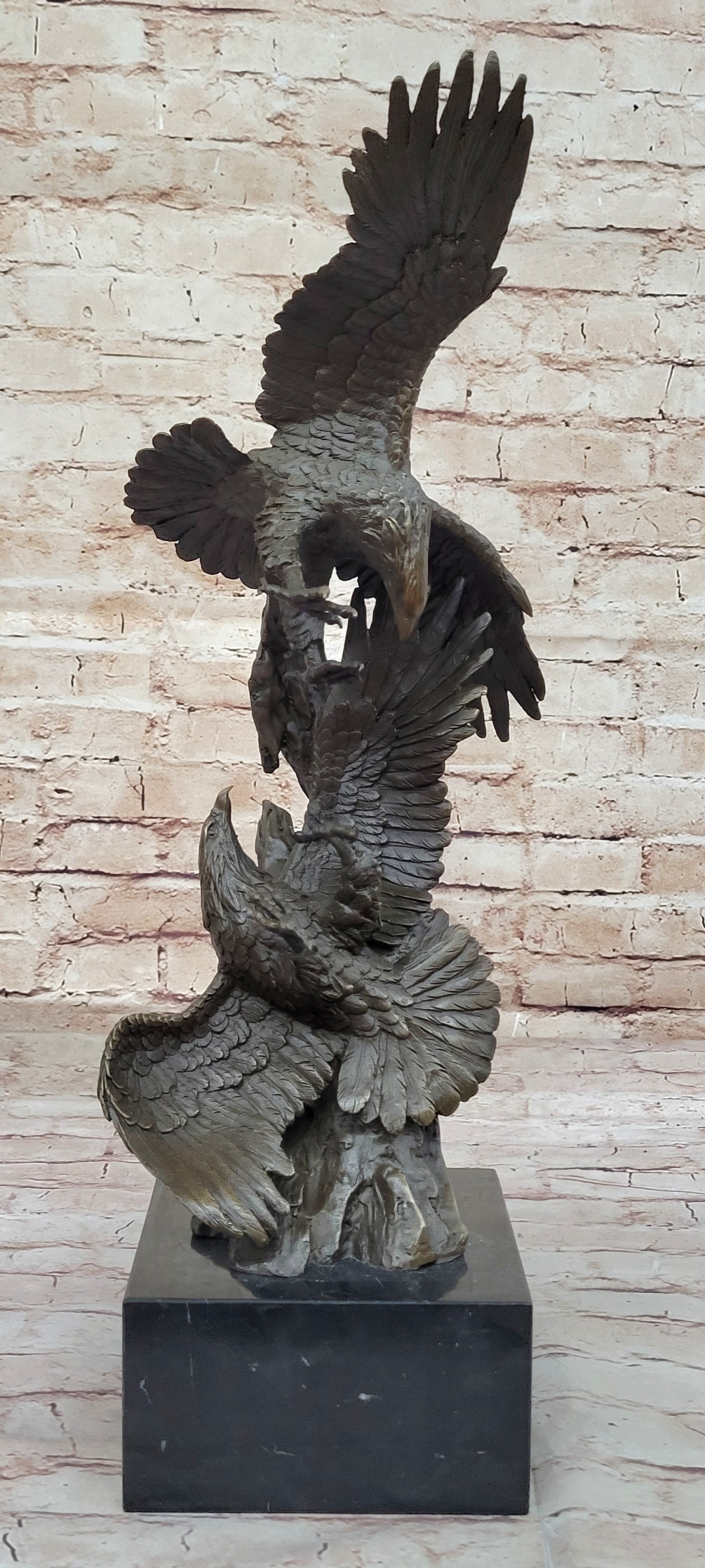 Loon Peak® Kaisyn Two American Bald Eagles Fighting Bronze Sculpture ...