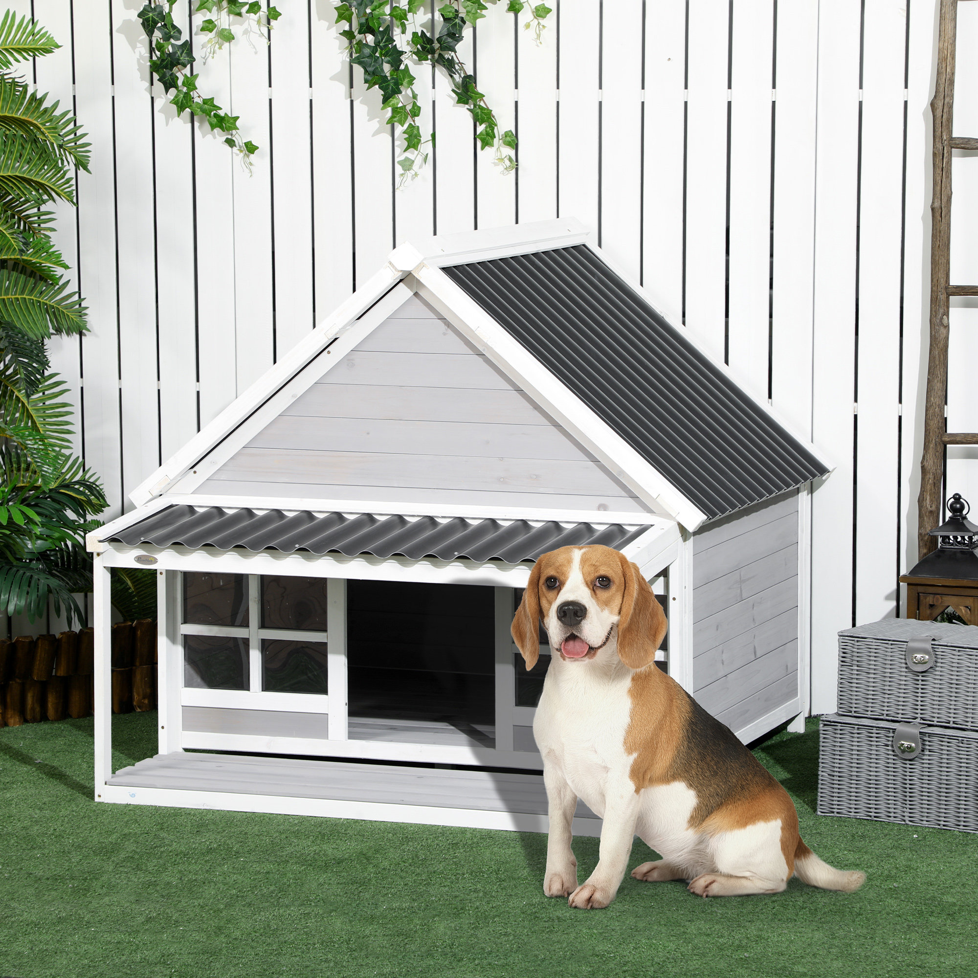Tucker Murphy Pet™ Dejah Light Gray Wood Dog House | Wayfair